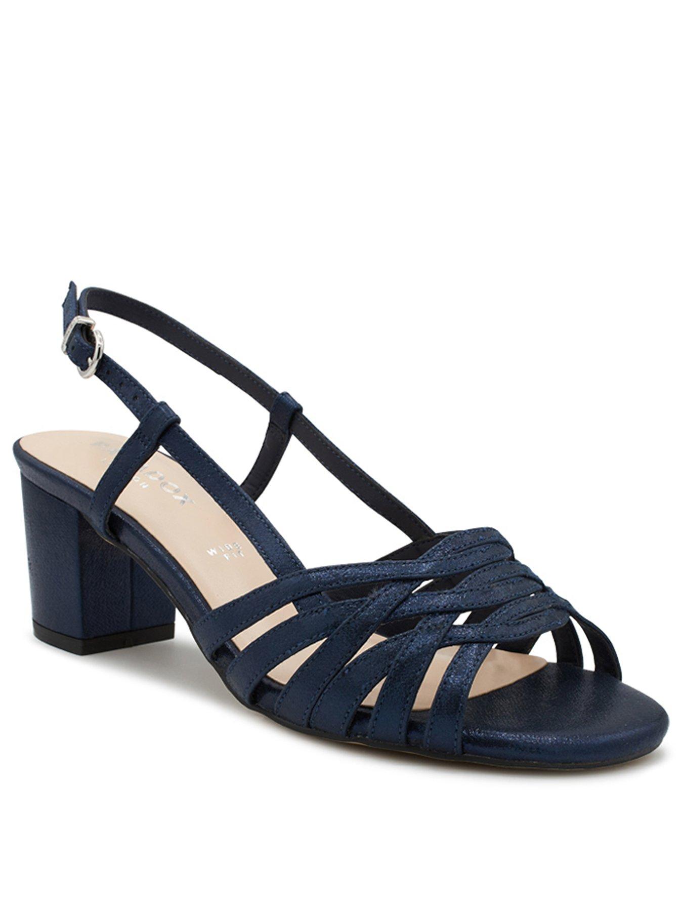 Paradox London Nicolette Wide Fit Metallic Heeled Sandal - Navy ...