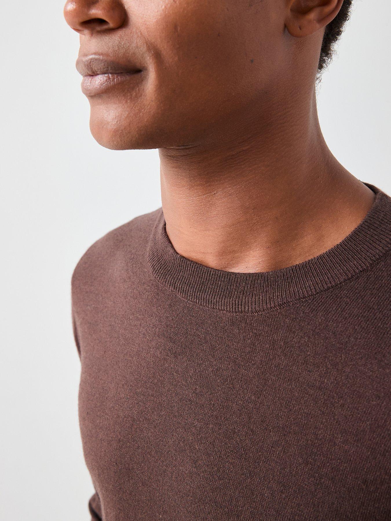 The Very Collection Wool Blend High Crew Neck Jumper - Brown | Littlewoods