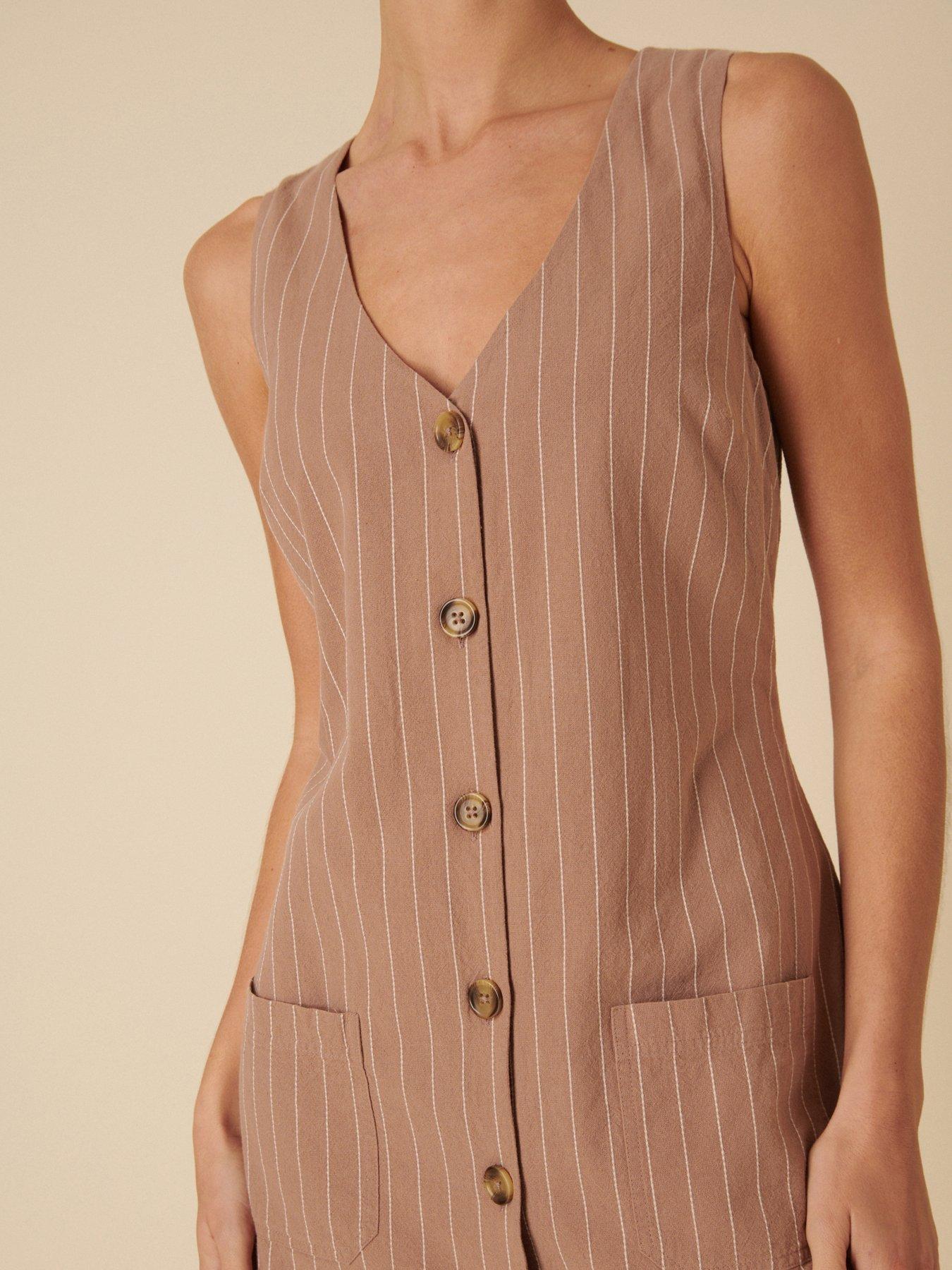Nobodys Child Pinny Stripe Mini Dress - Natural Stone | Littlewoods