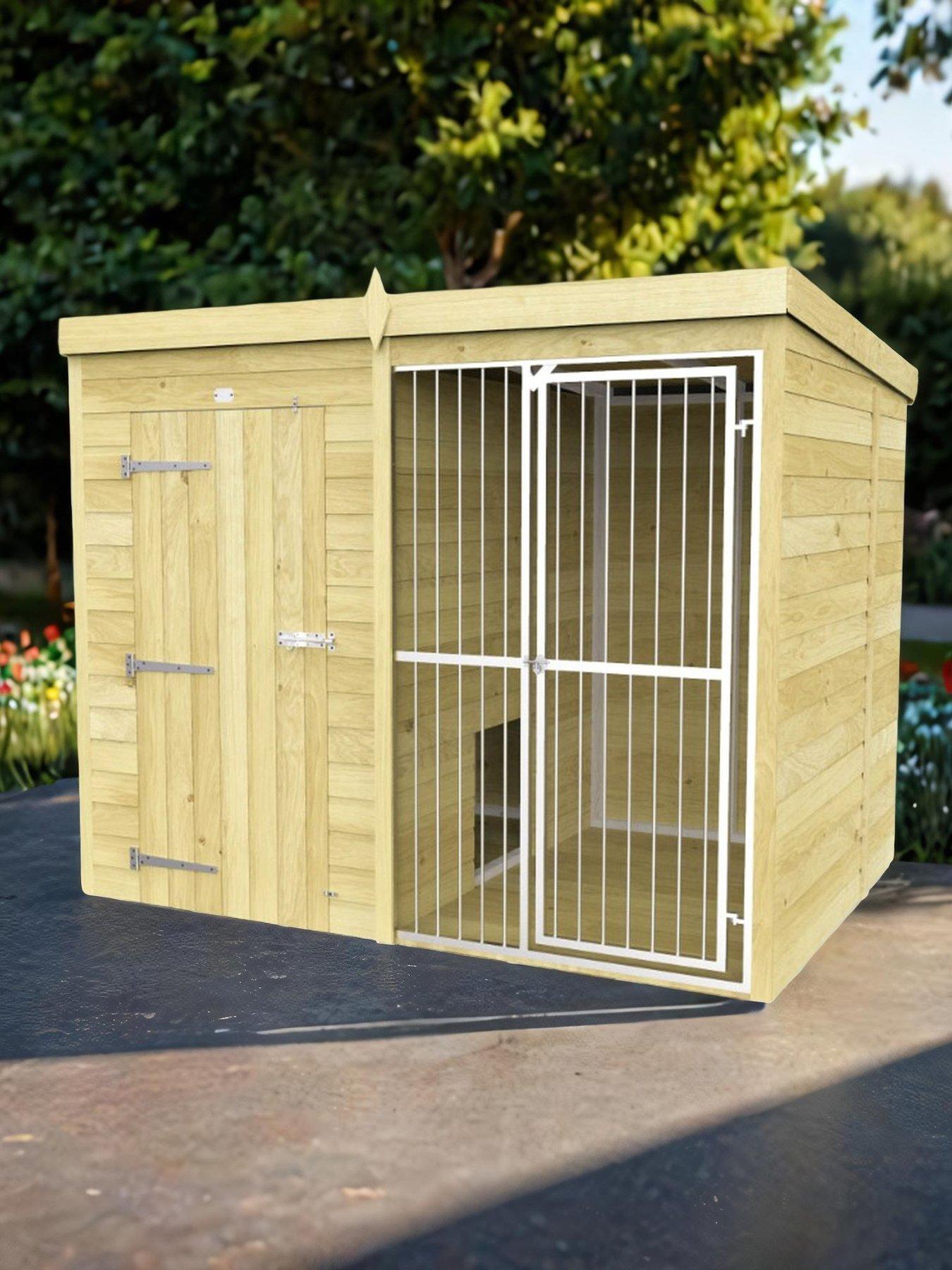 DIY Sheds 8 x 6ft Dog Kennel And Run (Full Height With Bars) Shiplap ...