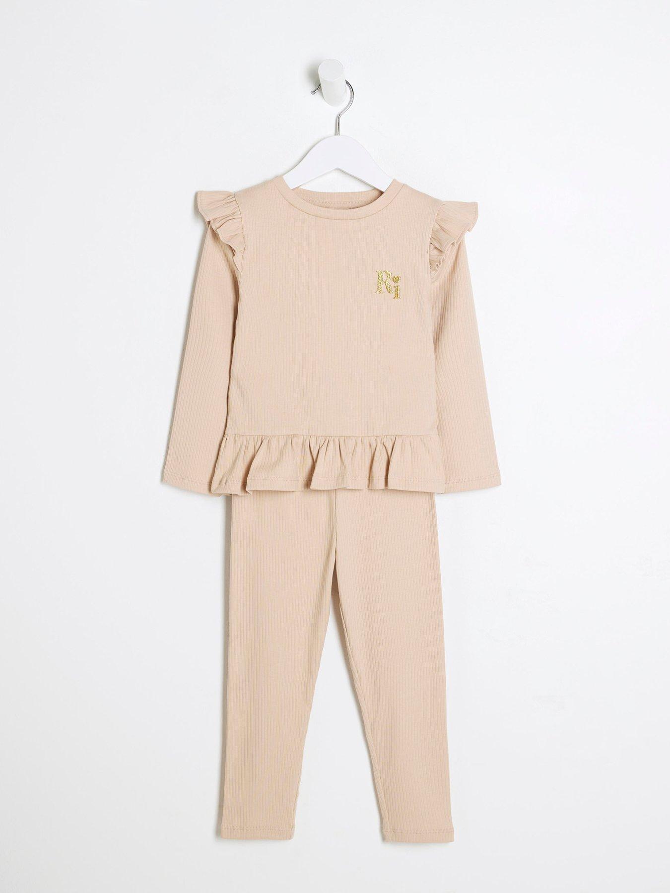 River Island Mini Mini Girl Ribbed Top Set - Beige | Littlewoods