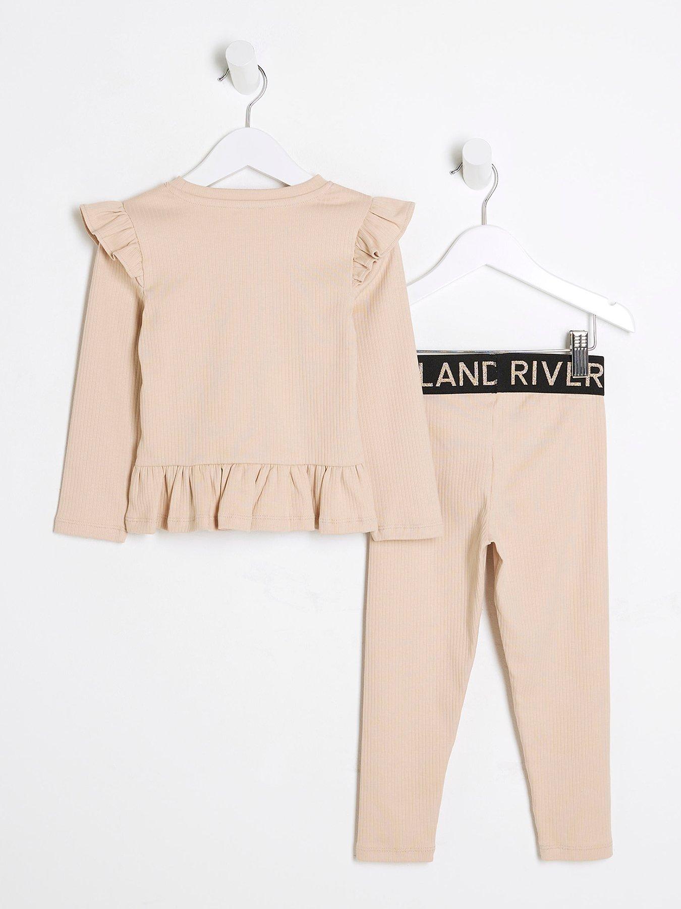 River Island Mini Mini Girl Ribbed Top Set - Beige | Littlewoods