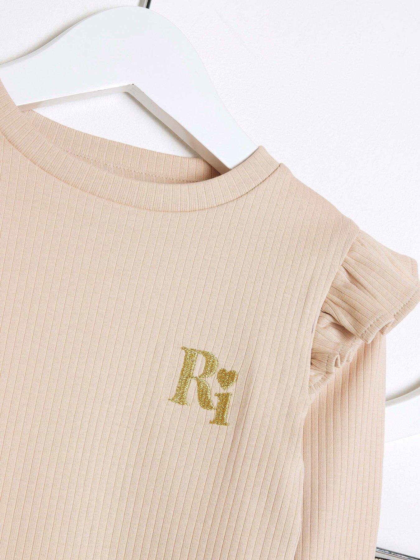 River Island Mini Mini Girl Ribbed Top Set - Beige | Littlewoods