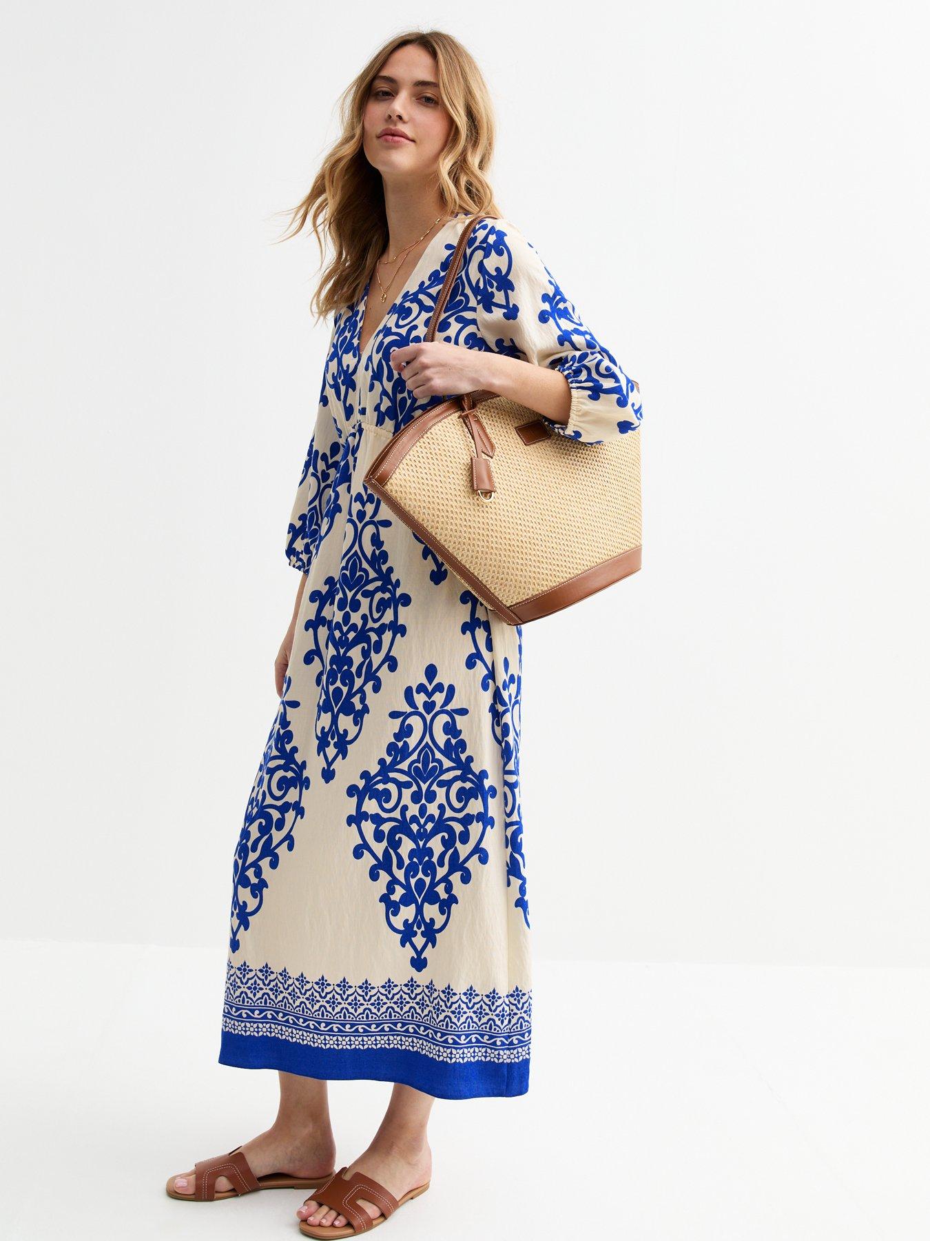New Look Off White Paisley Print V-neck Smock Midi Dress | Littlewoods