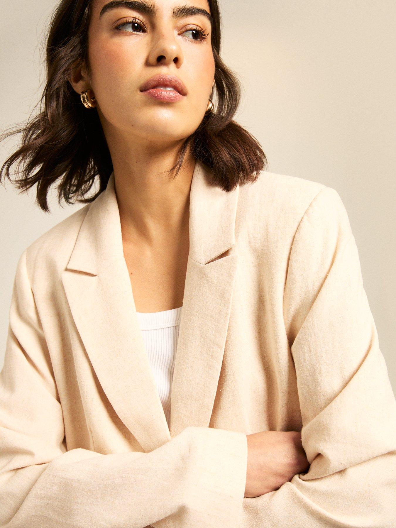 New Look Stone Linen Blend Blazer - Beige | Littlewoods