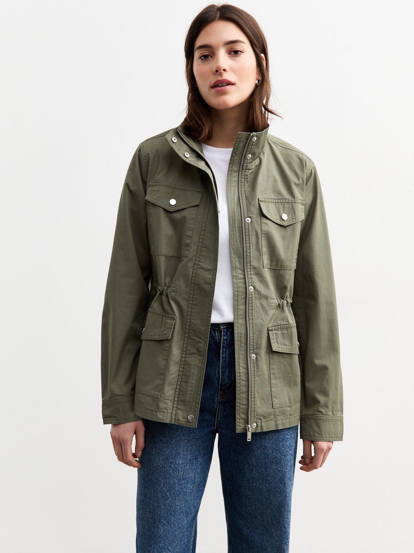 New Look Khaki Four Pocket Twill Shacket - Green | Littlewoods