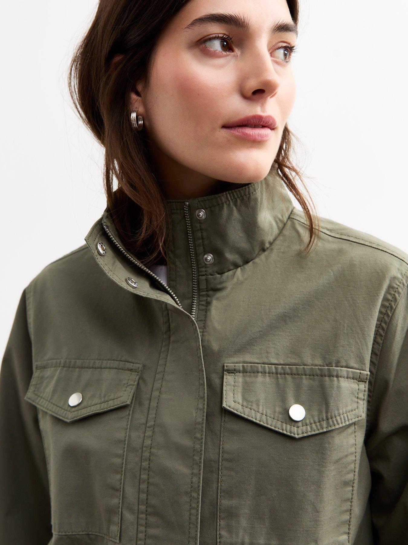 New Look Khaki Four Pocket Twill Shacket - Green | Littlewoods