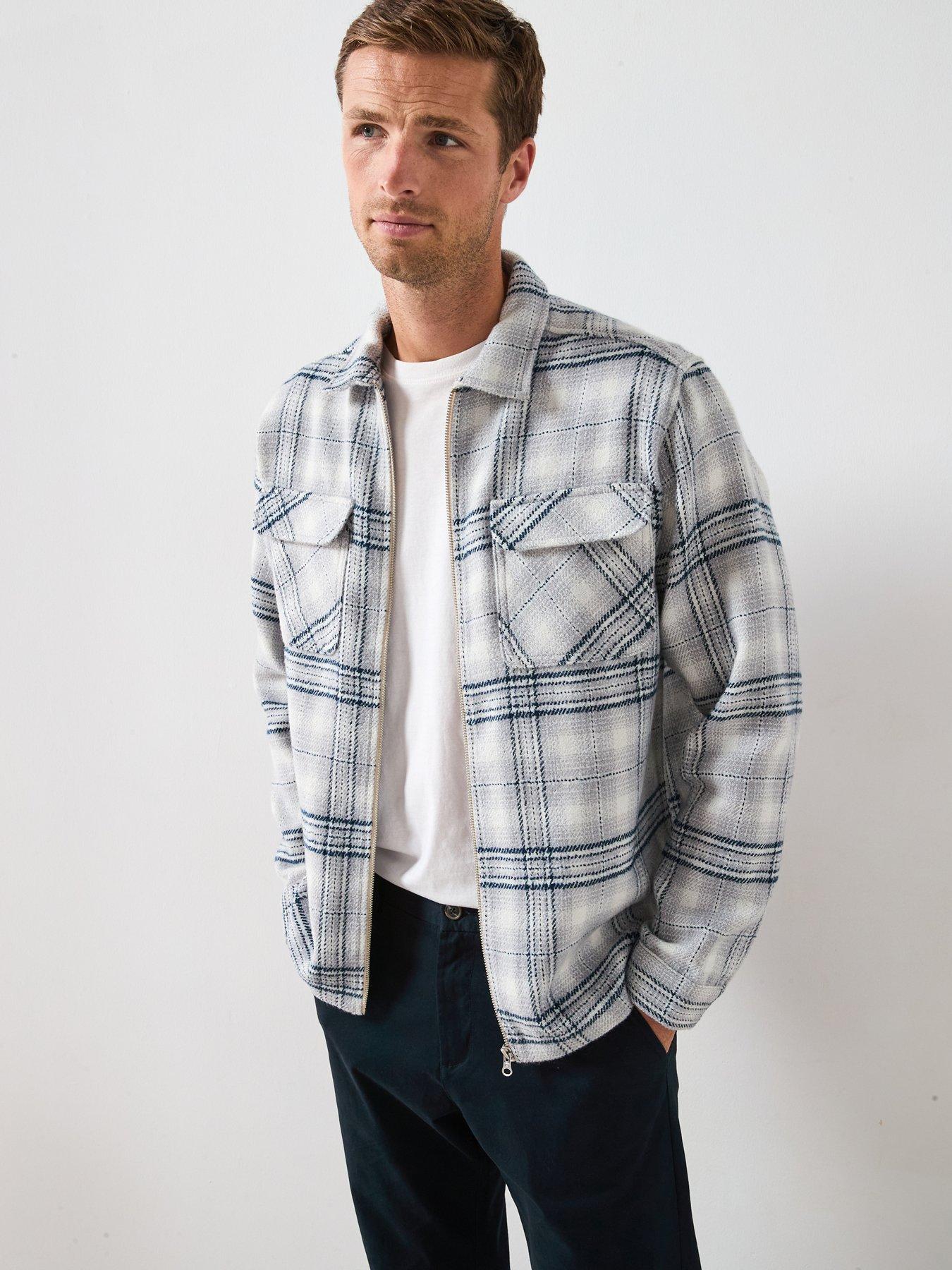 Very Man Check Zip Shacket - Blue | Littlewoods