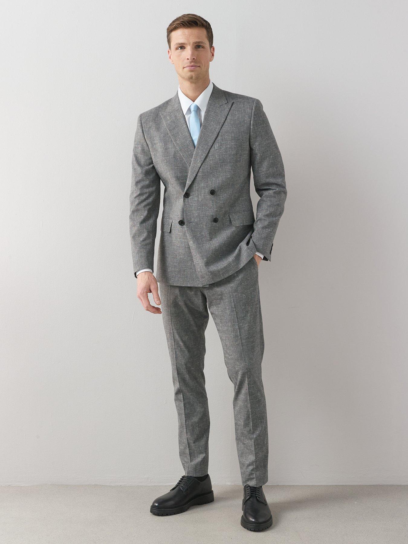 Very Man Slim Fit Peak Lapel Double Breasted Textured Suit Jacket ...
