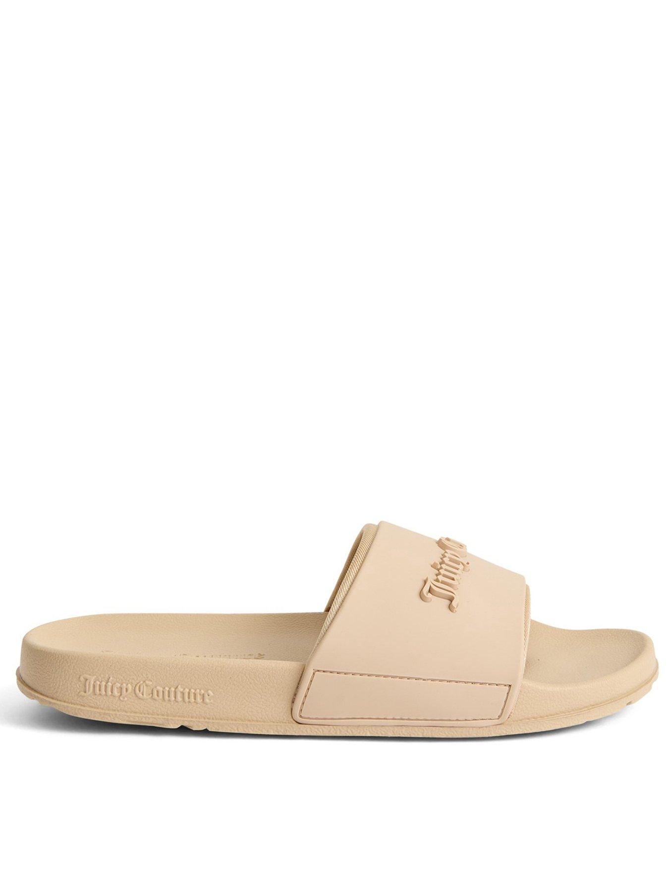 Juicy Couture Embossed Sliders - Cream | Littlewoods
