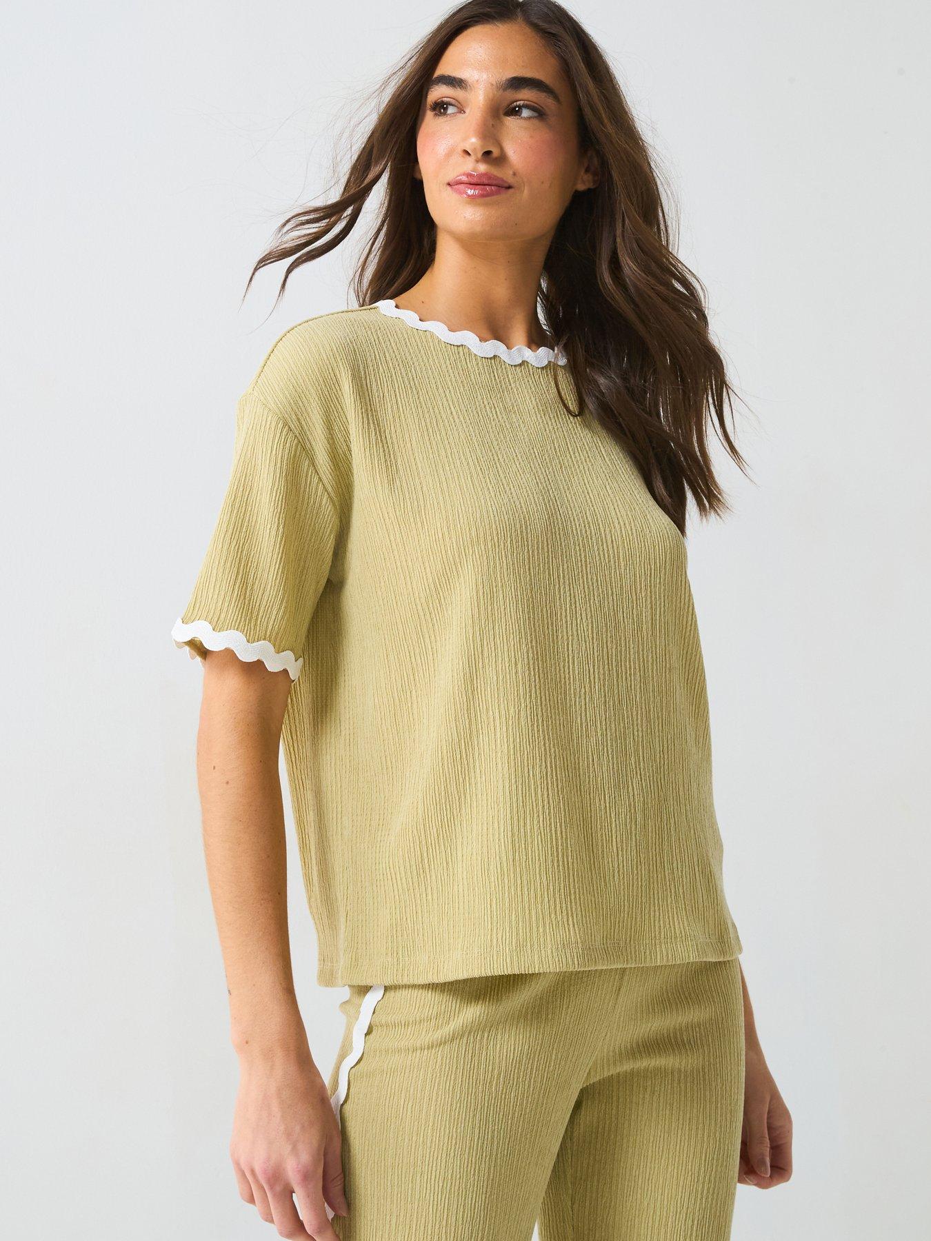 V by Very Rik Rak Boxy T-Shirt Co-Ord - Green | Littlewoods