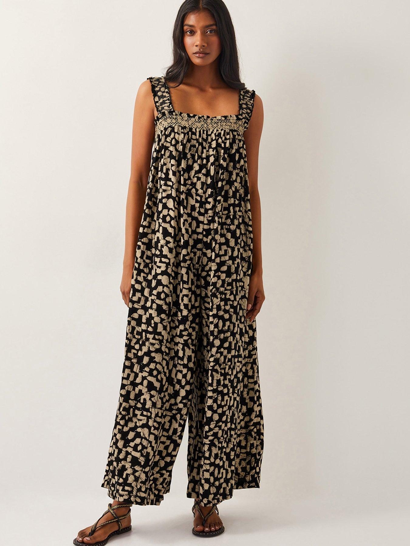 Monsoon Ania Print Jumpsuit - Black | Littlewoods