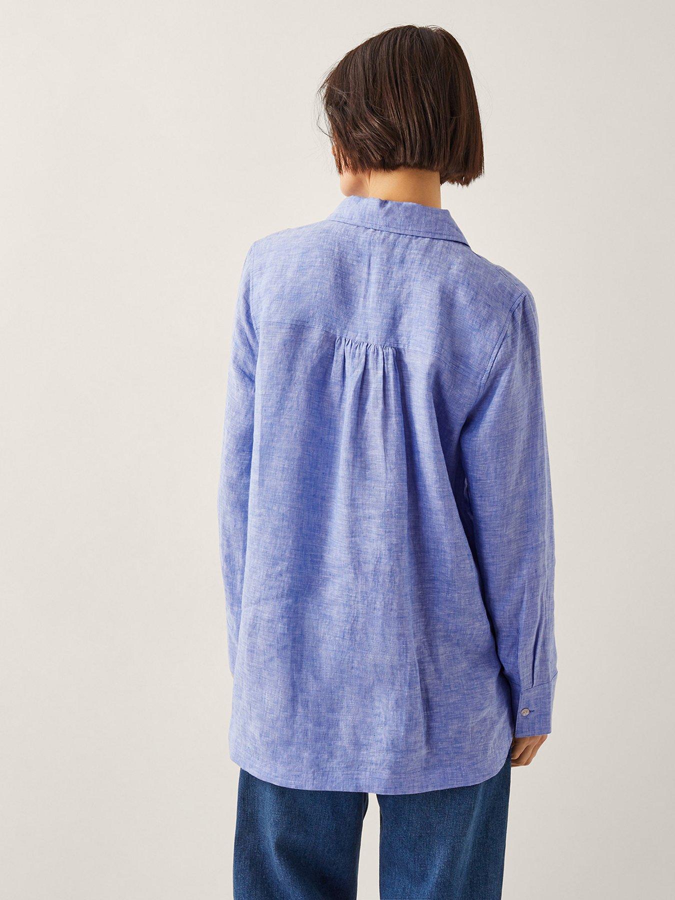 Monsoon Lola Linen Top - Blue | Littlewoods