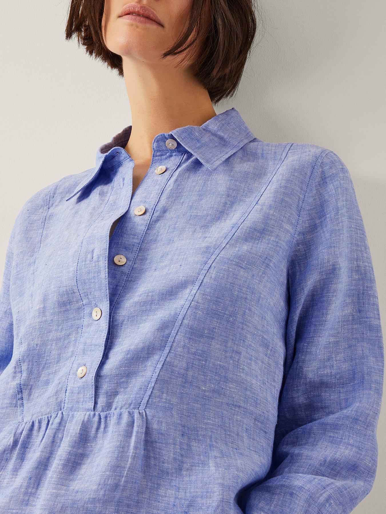 Monsoon Lola Linen Top - Blue | Littlewoods