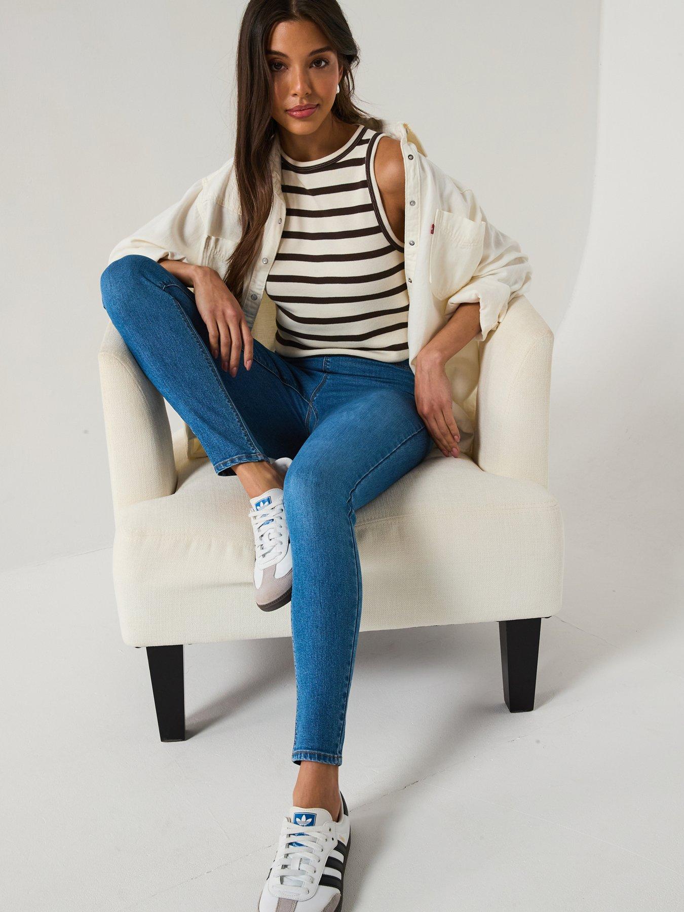 The Very Collection High Waist Denim Jeggings - Mid Wash | Littlewoods