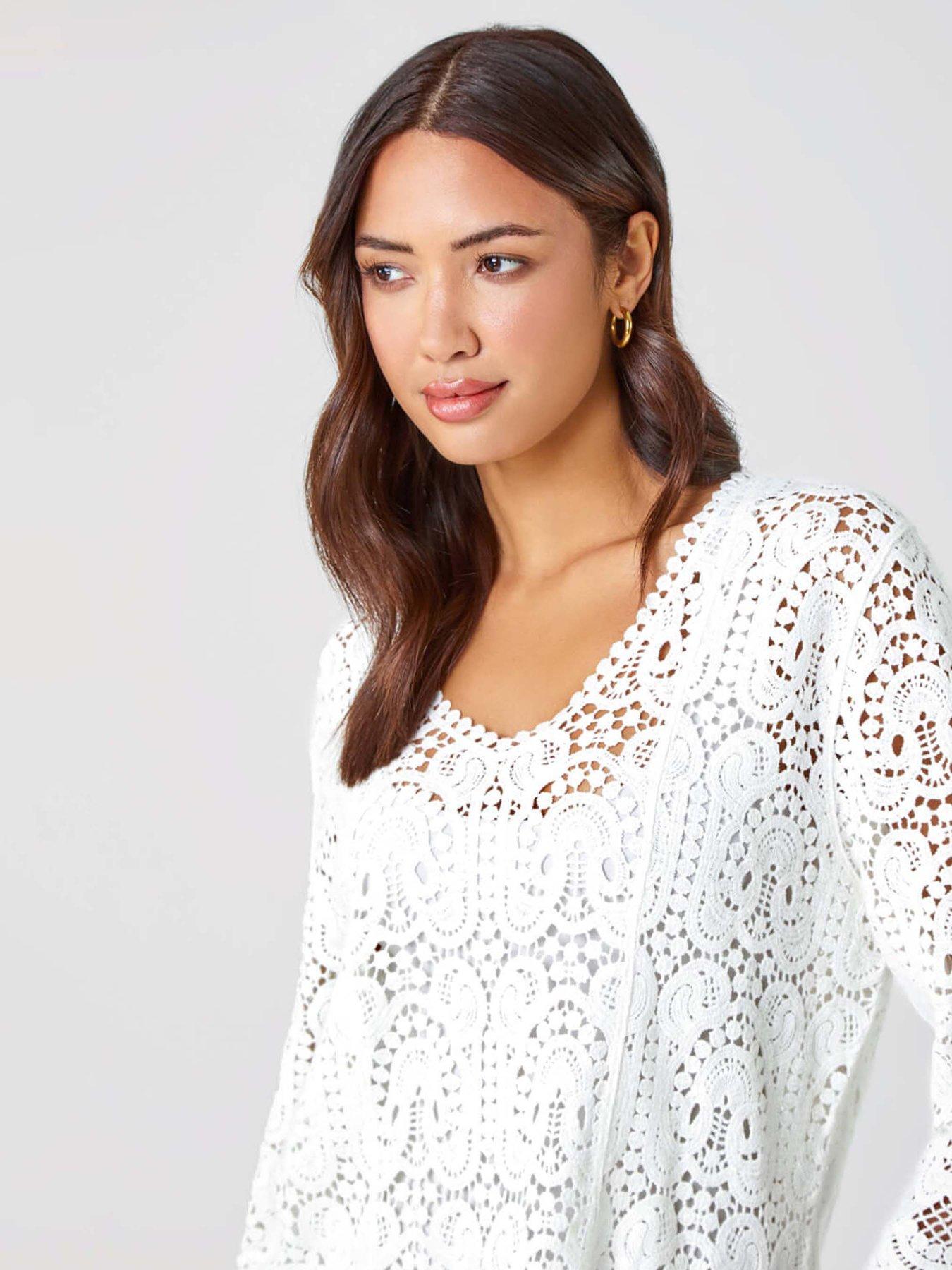 Roman Cotton Crochet Tunic Top | Littlewoods