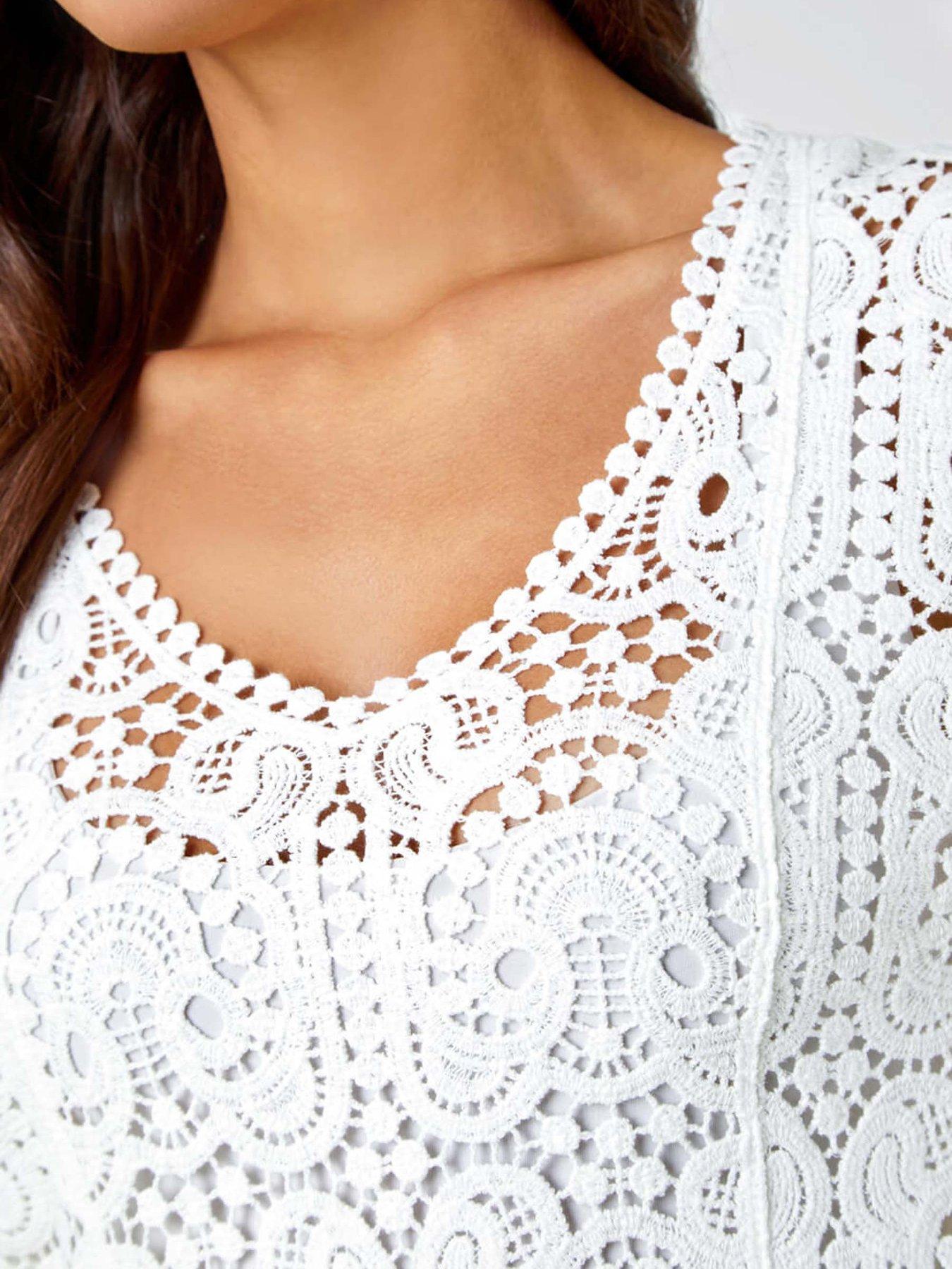 Roman Cotton Crochet Tunic Top | Littlewoods