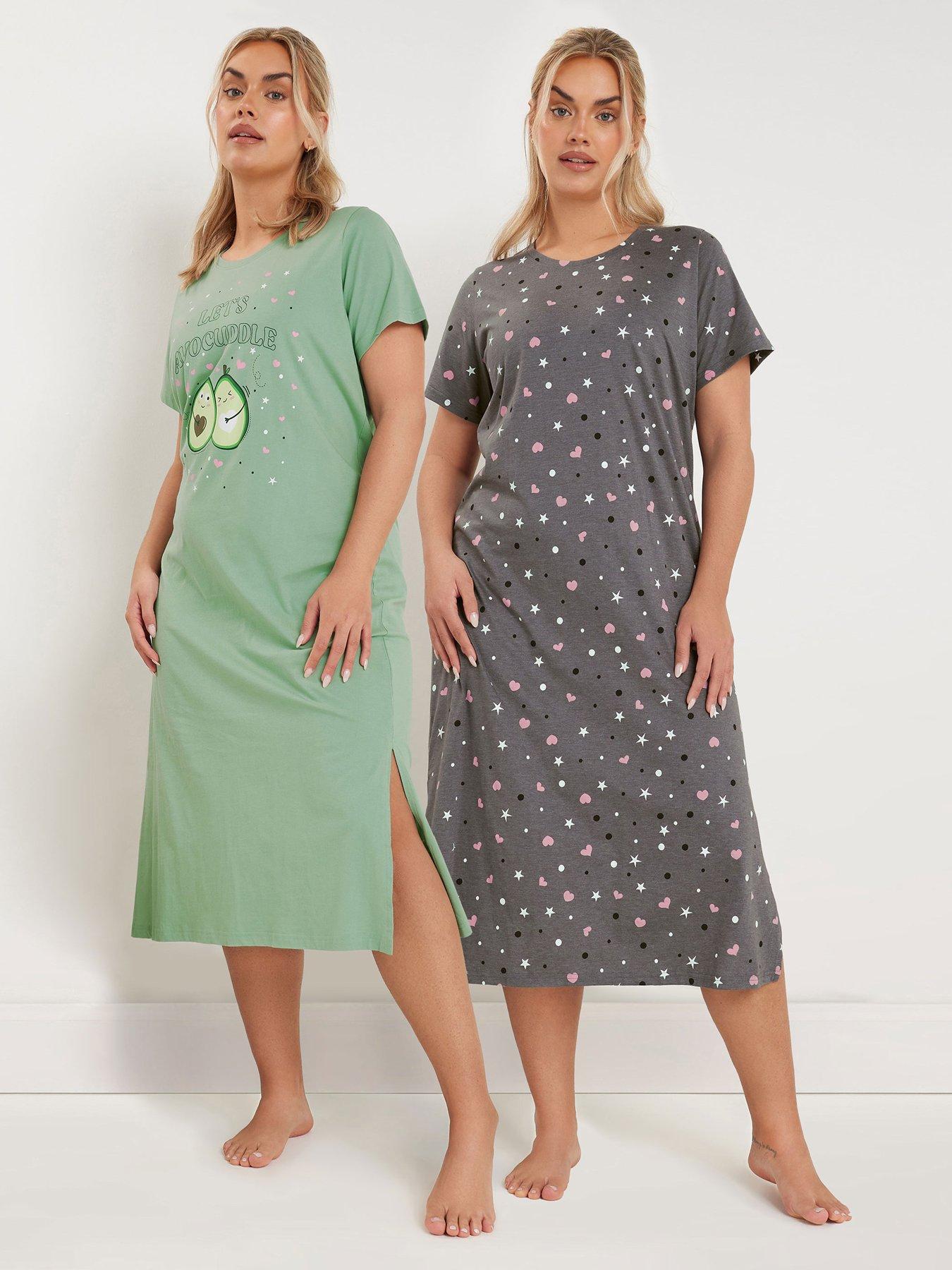 Yours Curve 2 Pack Avocuddle Midaxi Nightdress - Multi | Littlewoods
