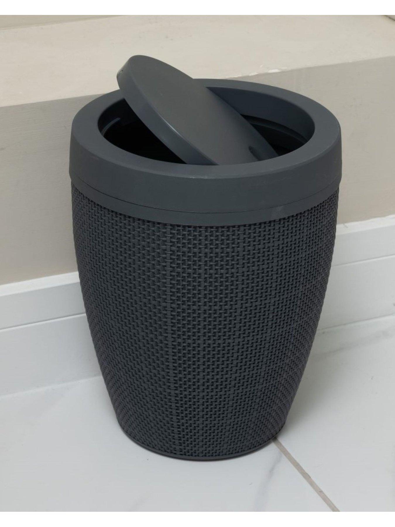 Addis Hessian Round Bathroom Swing Bin | Littlewoods