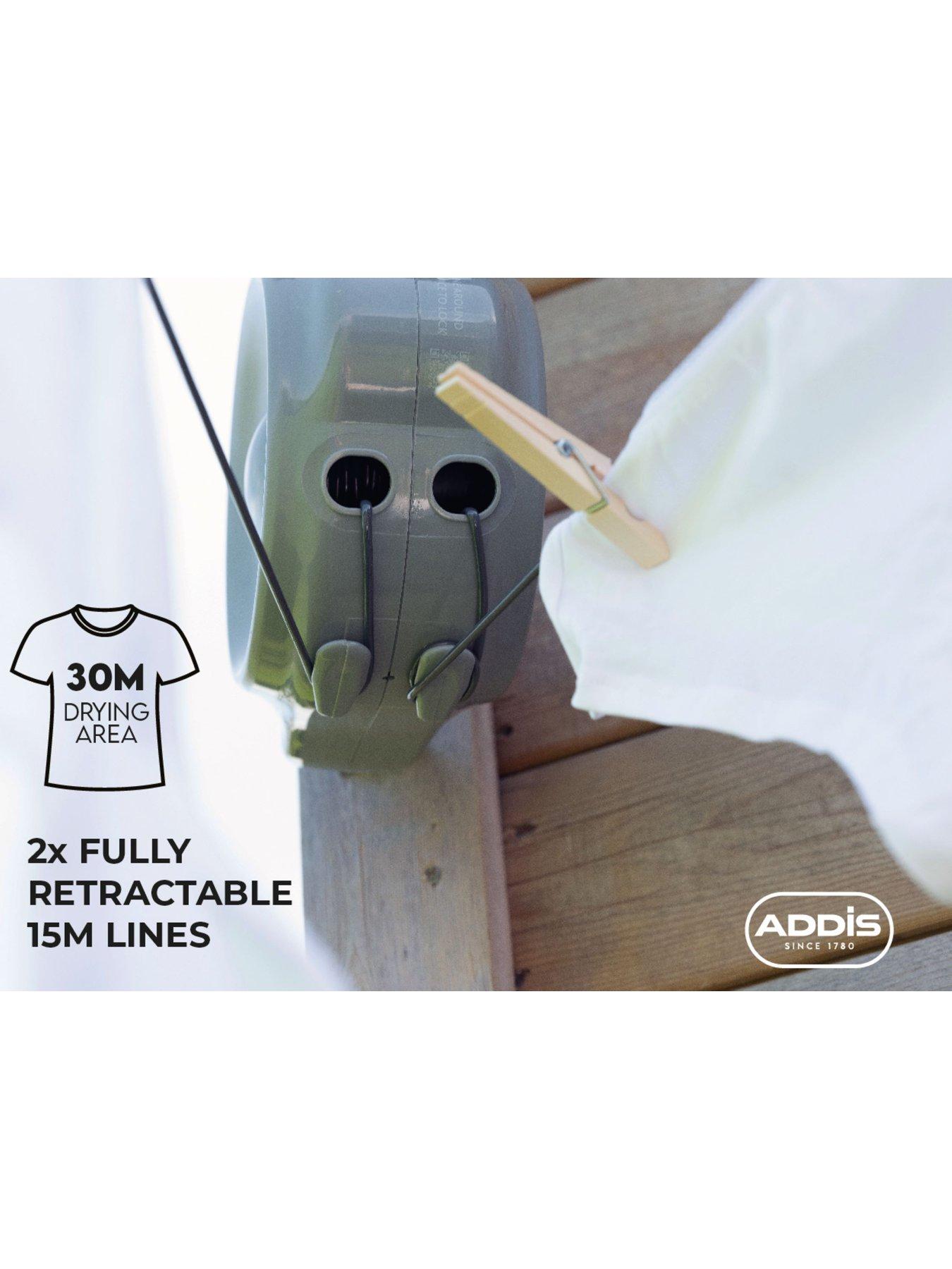 Addis Dual Line 30m Retractable Clothes Washing Line Wall Mounted ...