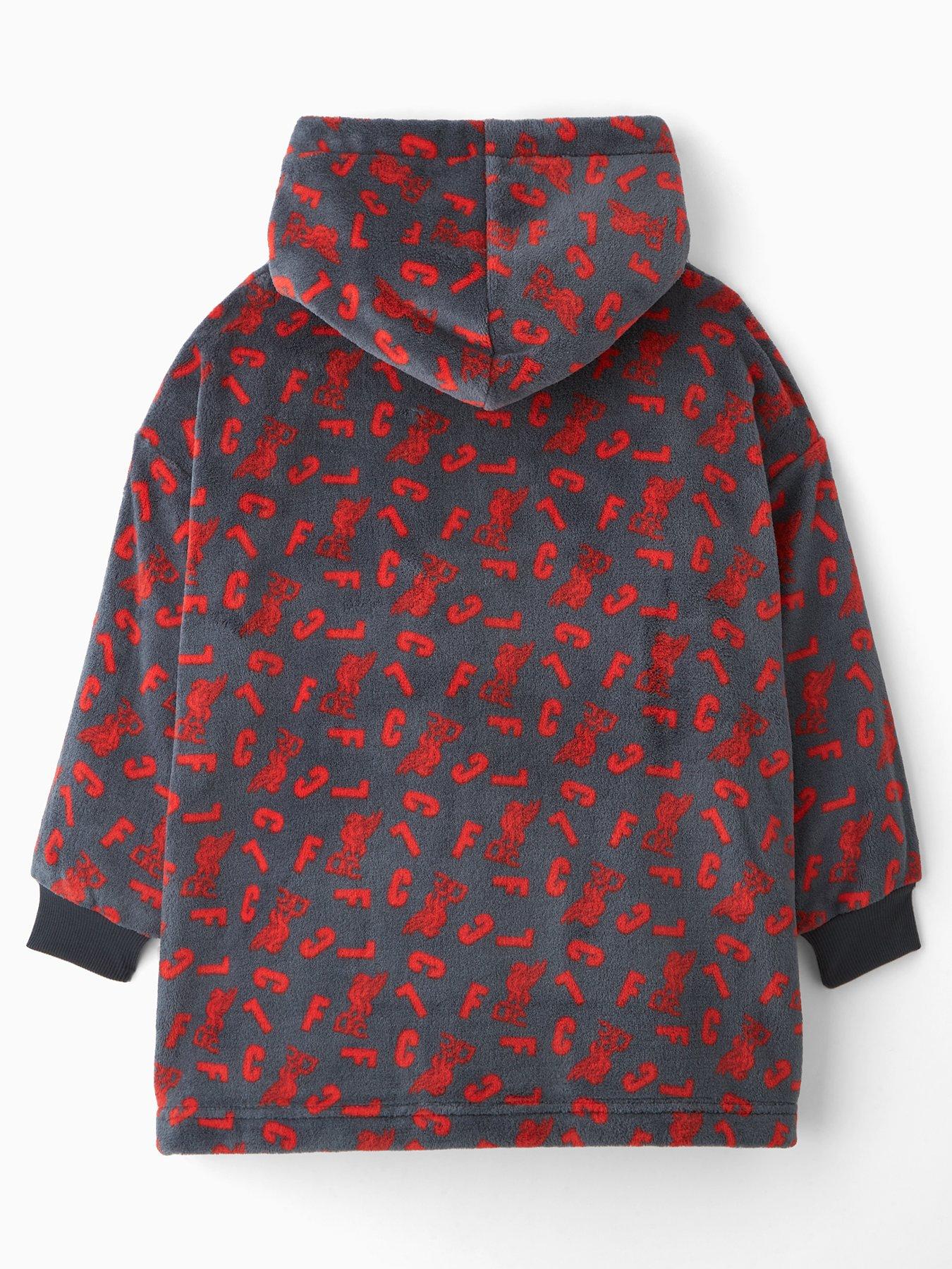 Liverpool FC LFC Junior Unisex Hooded Robe Blanket - Grey | Littlewoods