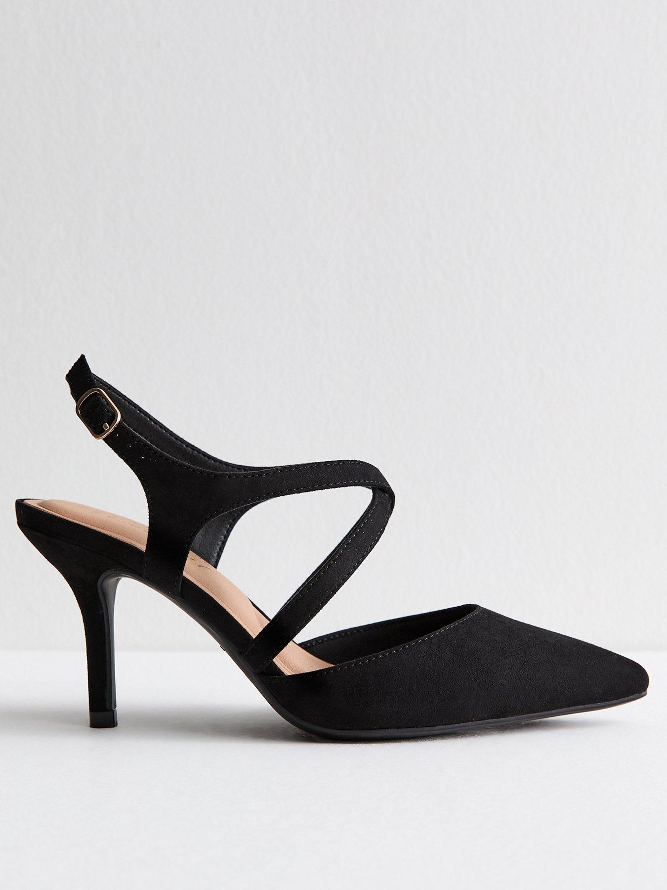 New Look Wide Fit Faux Suede Crossover Strap Pumps - Black | Littlewoods