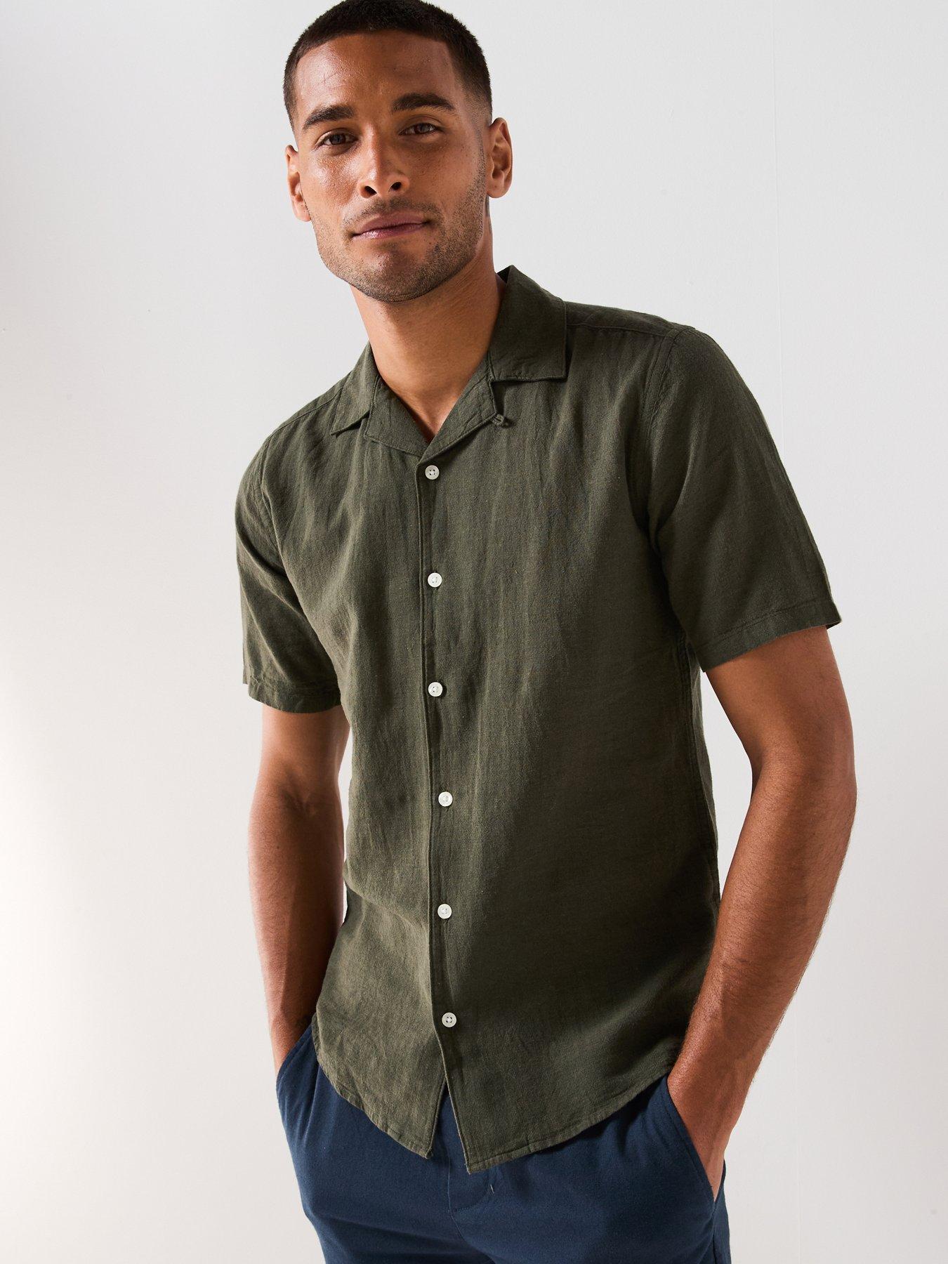 ONLY & SONS Caiden Slim Fit Short Sleeve Resort Collar Linen Shirt ...