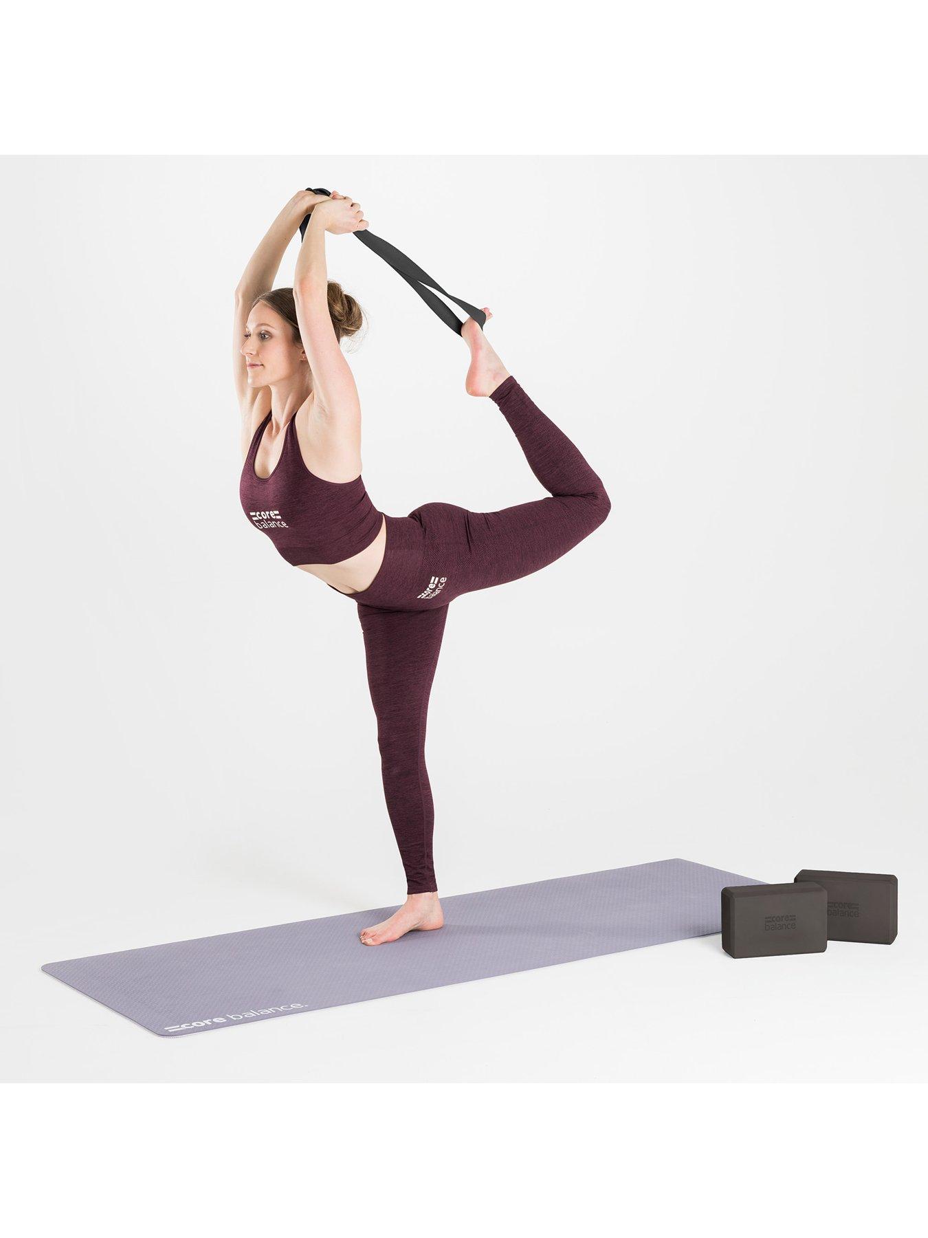 Core Balance Black Foam Yoga Block Set (2 x Blocks & Strap) | Littlewoods