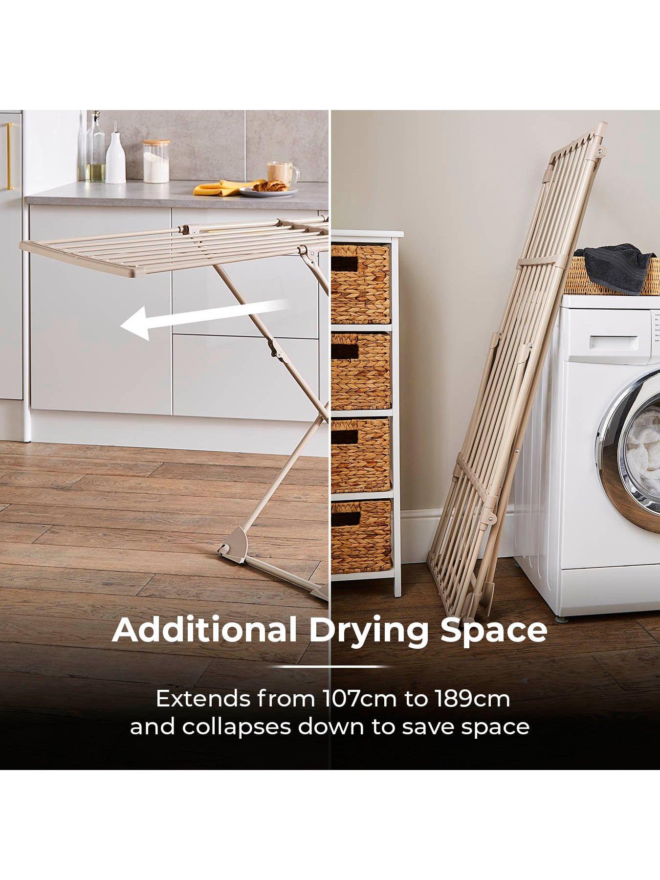 Tower Extending Clothes Airer, Telescopic Drying Rack, Latte | Littlewoods