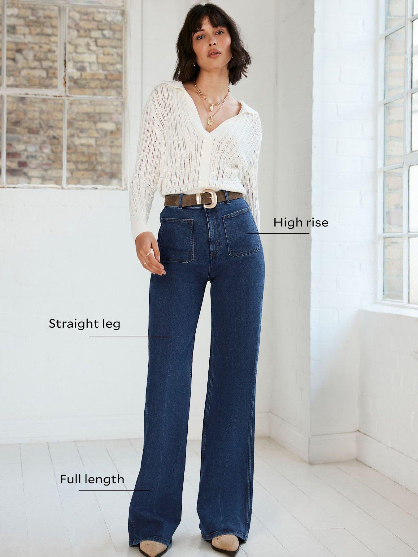 Mint Velvet Indigo Relaxed Straight Patch Pocket Jeans - Blue | Littlewoods