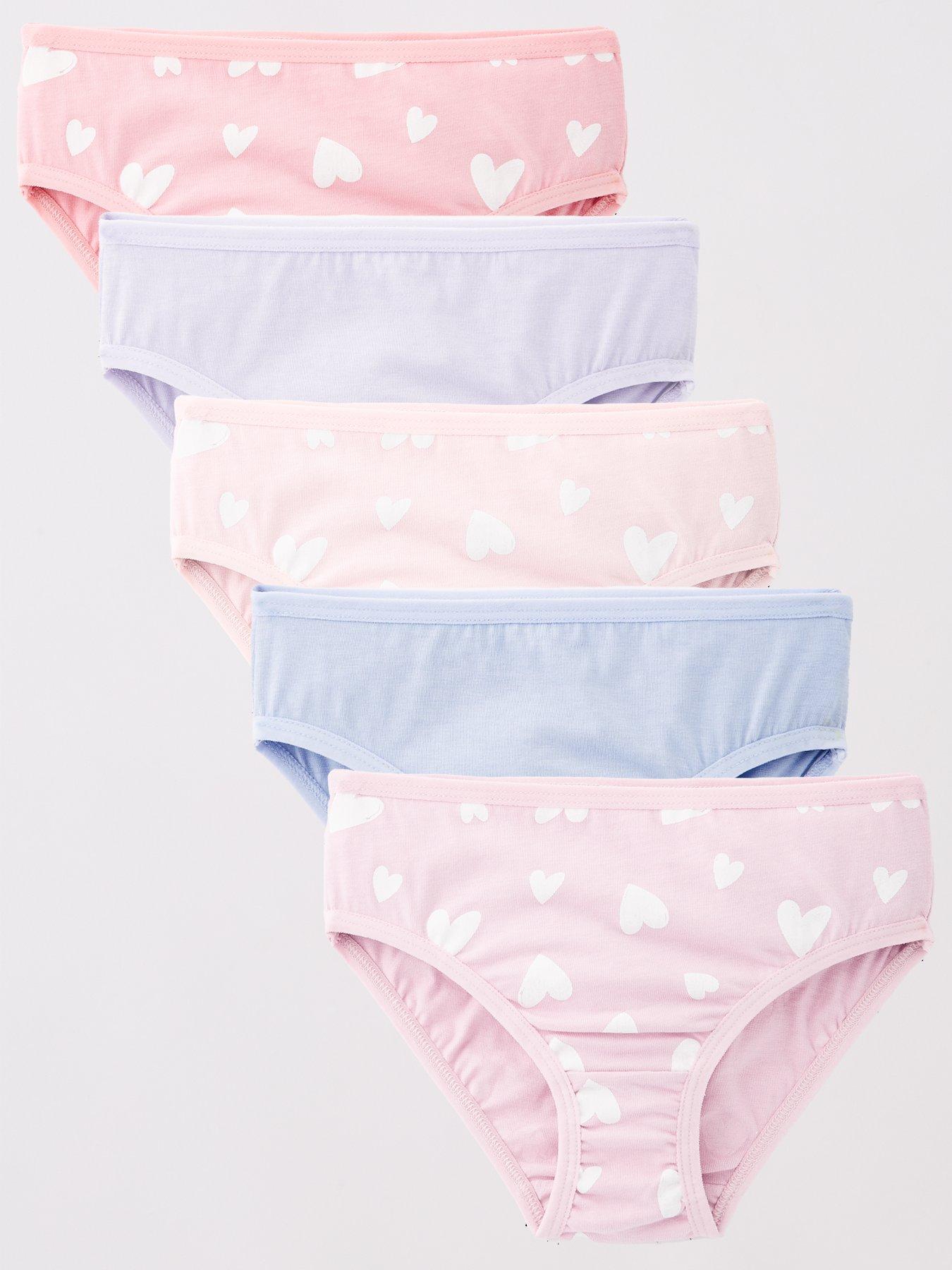 V by Very Girls 5 Pack Heart Briefs - Multi | Littlewoods