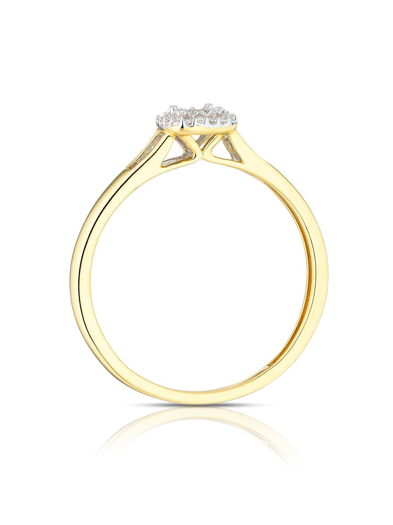 H. Samuel 9ct Yellow Gold Engagement Ring. 0.04ct Total Diamond Cushion ...