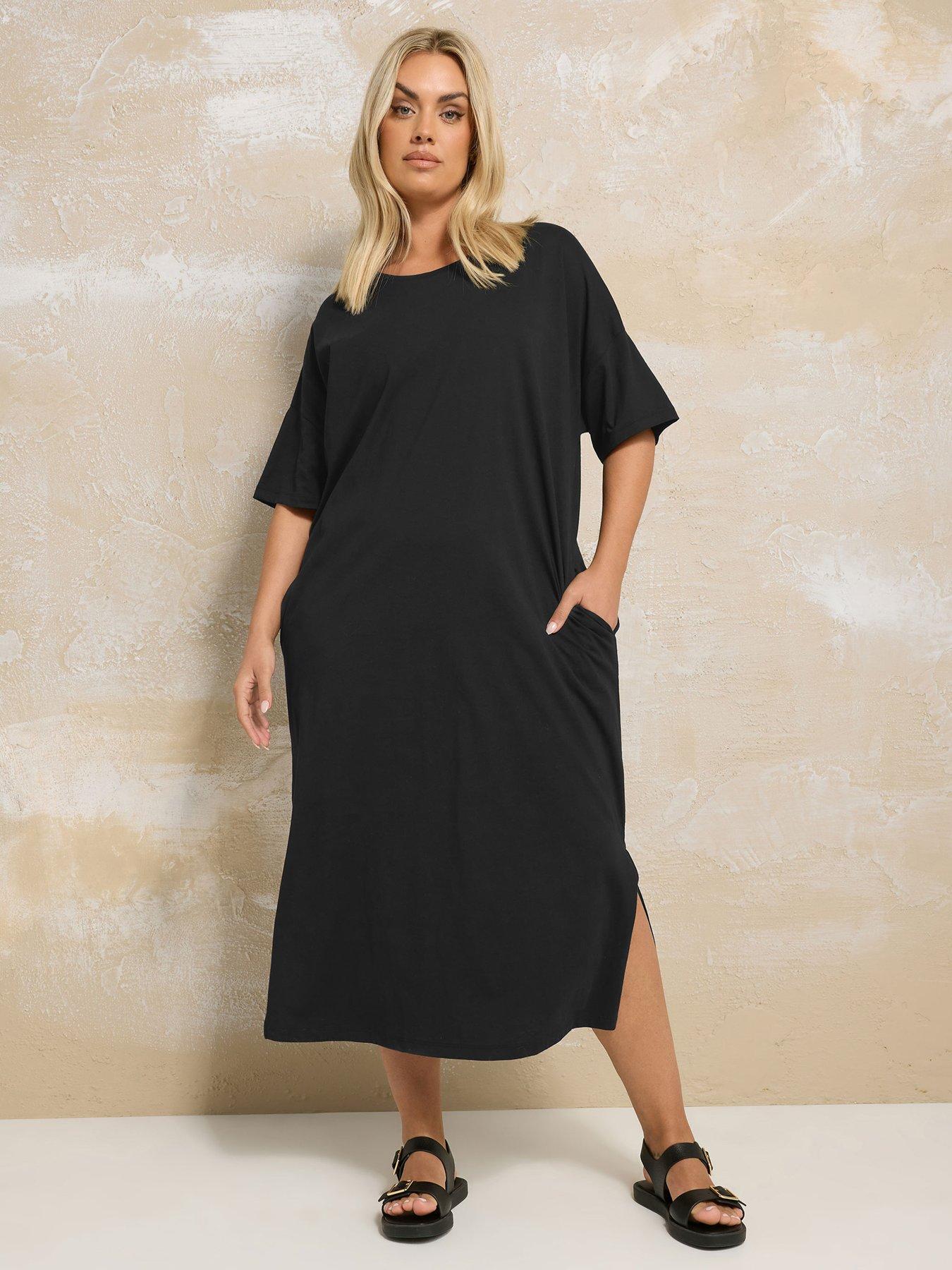 Yours Curve Drop Shoulder Throw On Dress - Black | Littlewoods