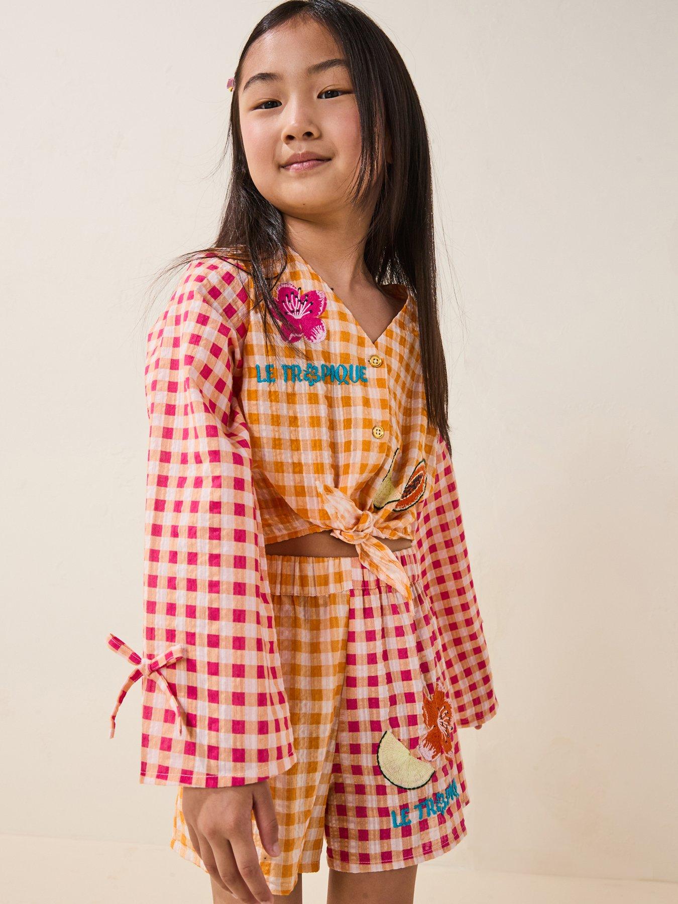River Island Older Girl Gingham Fruit Beachwear Set - Orange | Littlewoods