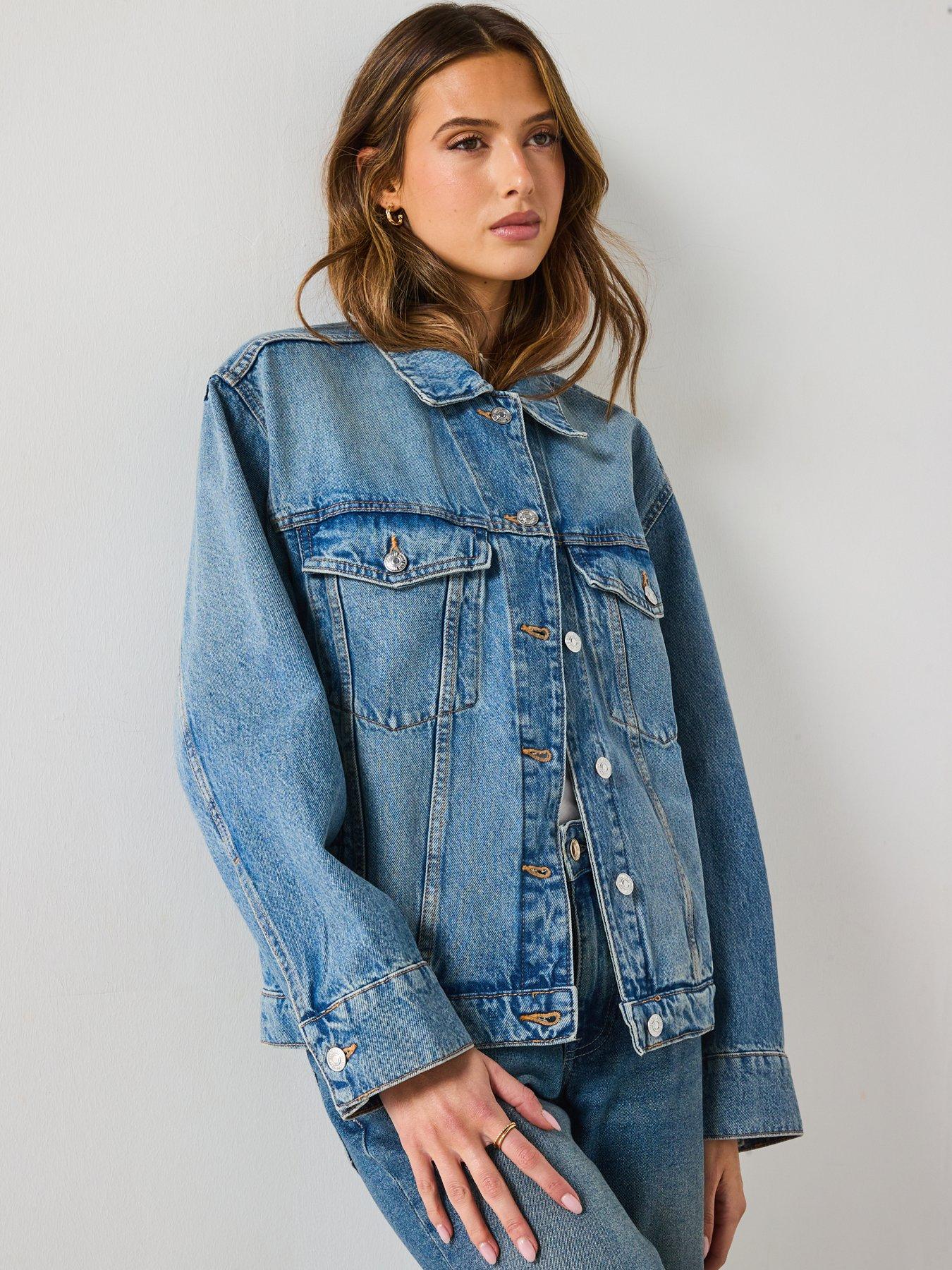 Mango Oversized Denim Jacket With Pockets - Blue | Littlewoods