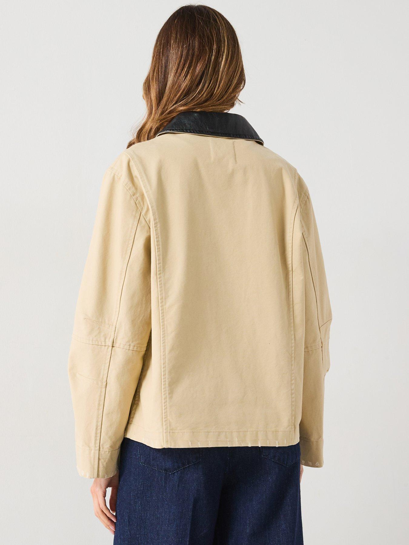 Mango Cotton Jacket With Contrasting Collar - Brown | Littlewoods