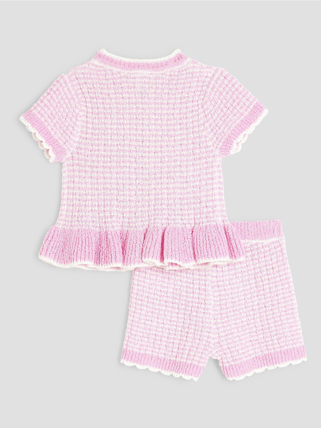 River Island Baby Girl Boucle Peplum Knit Set - Pink | Littlewoods