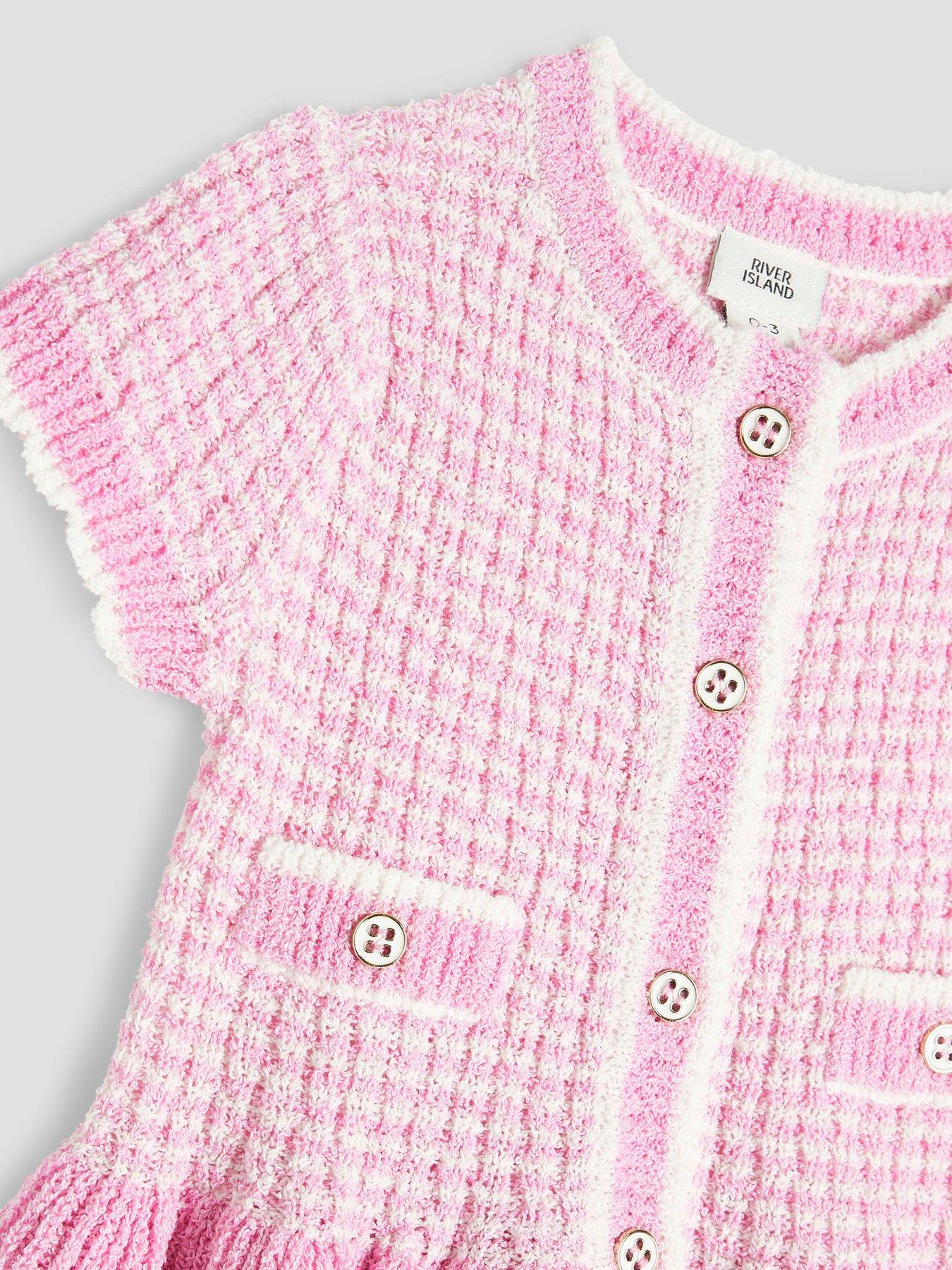 River Island Baby Girl Boucle Peplum Knit Set - Pink | Littlewoods