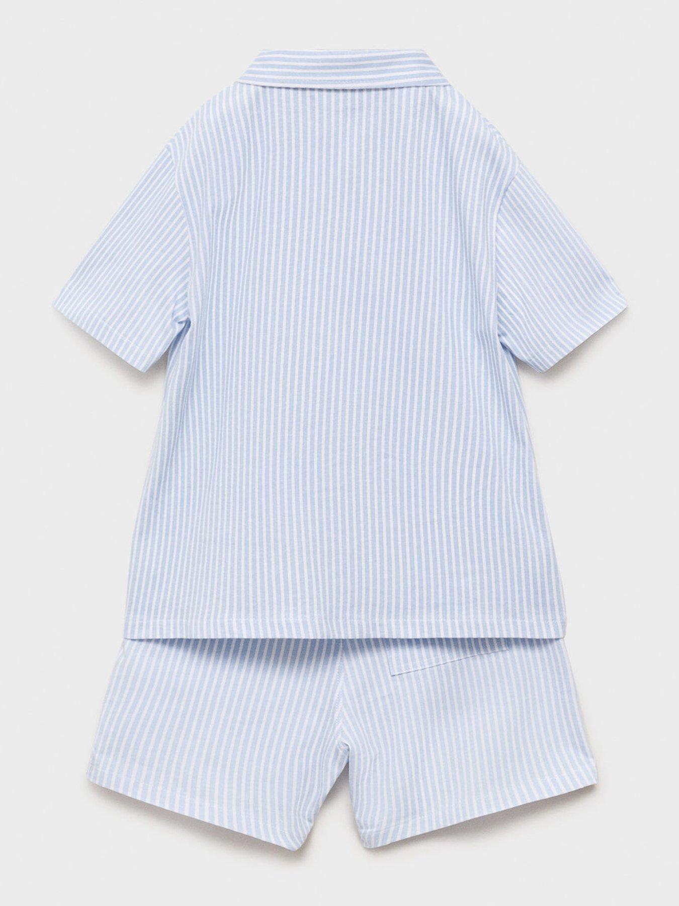 Mango Younger Boys Stripe Button Through Shorty Pyjamas - Blue ...