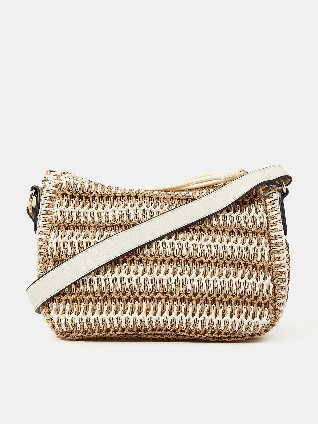 Accessorize Mixed Weave Cross Body Bag - Natural | littlewoods.com