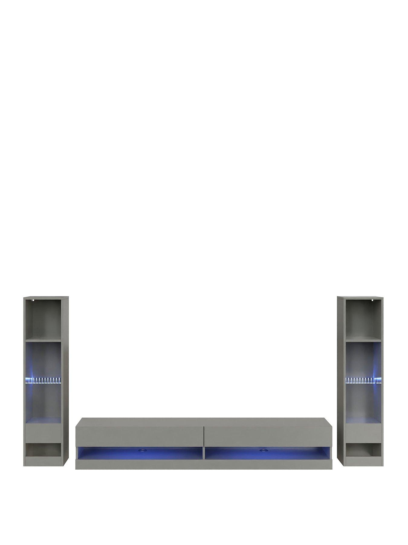 GFW Galicia 180 cm TV Unit + 2 Shelf Units - fits up to 80 inch TV ...