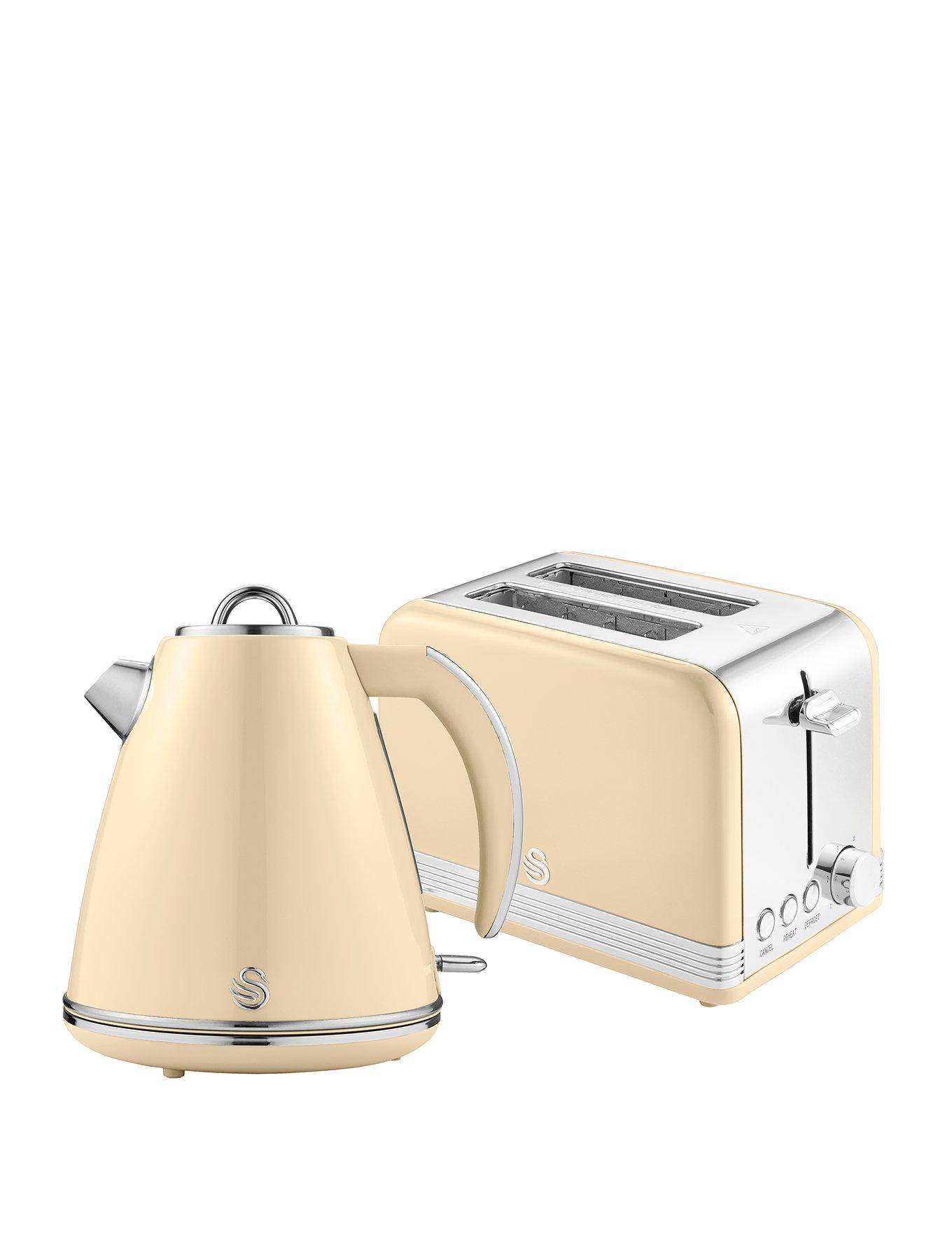 Swan EEJB295 Retro Style 2 Slice Toaster and Jug Kettle Set - Cream ...