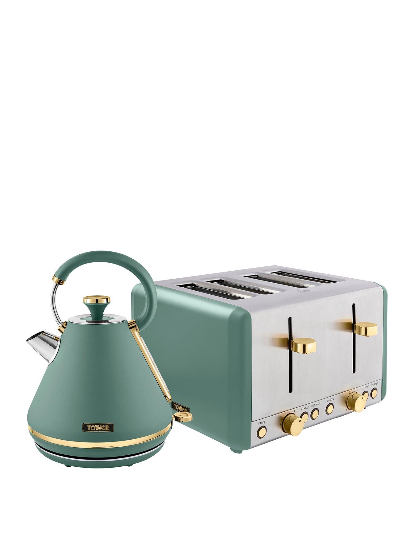 Tower EEJB185 Cavaletto Kettle and 4 Slice Toaster Set - Jade Green ...