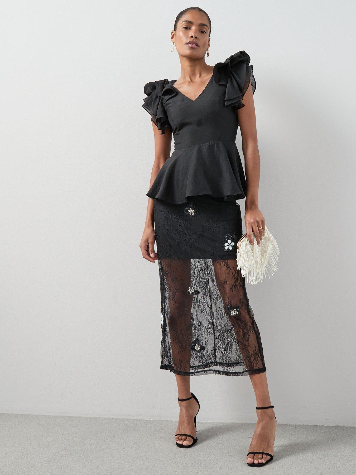 The Very Collection One Shoulder Oversized Corsage Top - Black ...