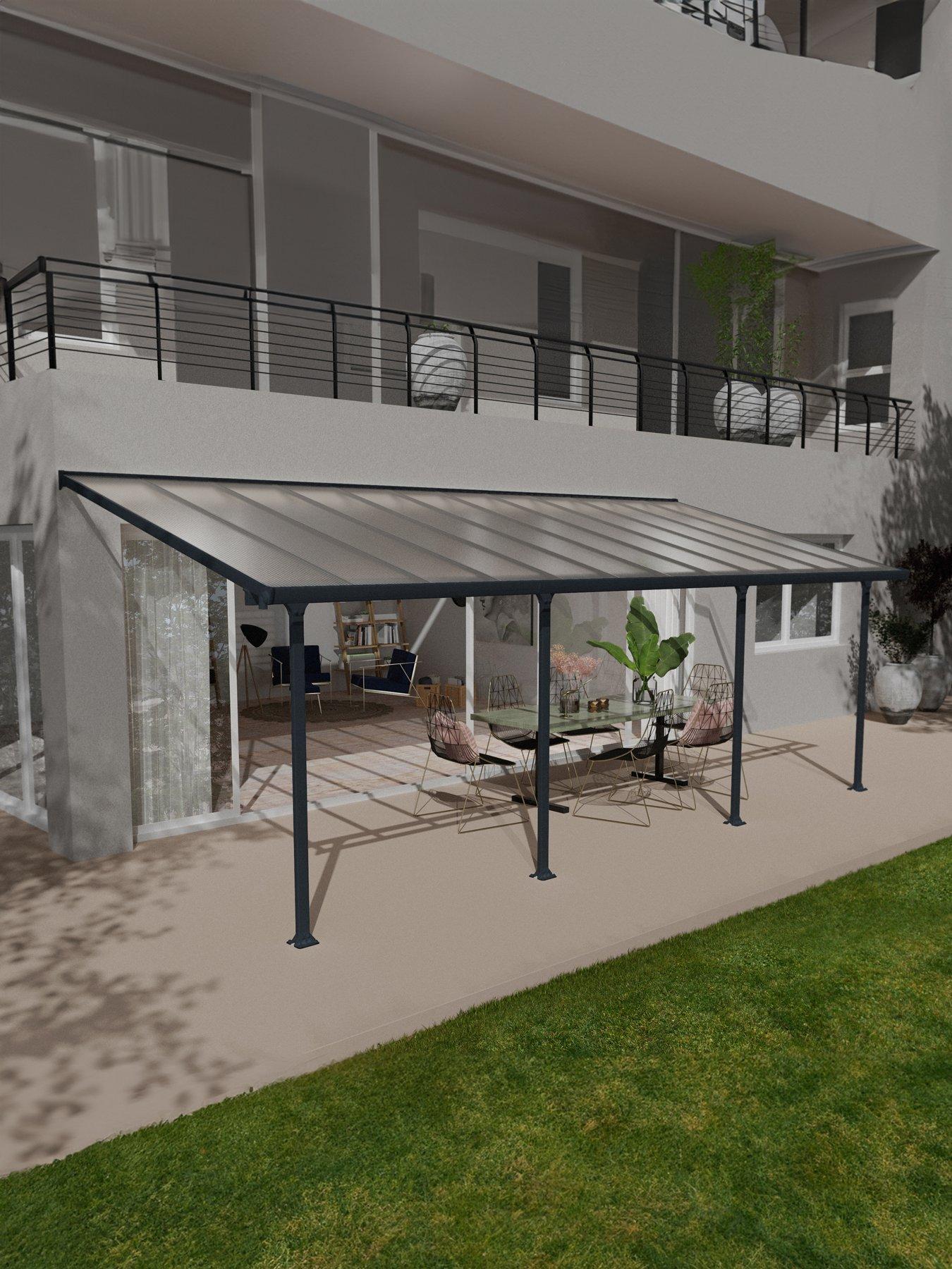 Canopia by Palram Feria Patio Cover 3X7.30 Grey Clear Special Pack ...