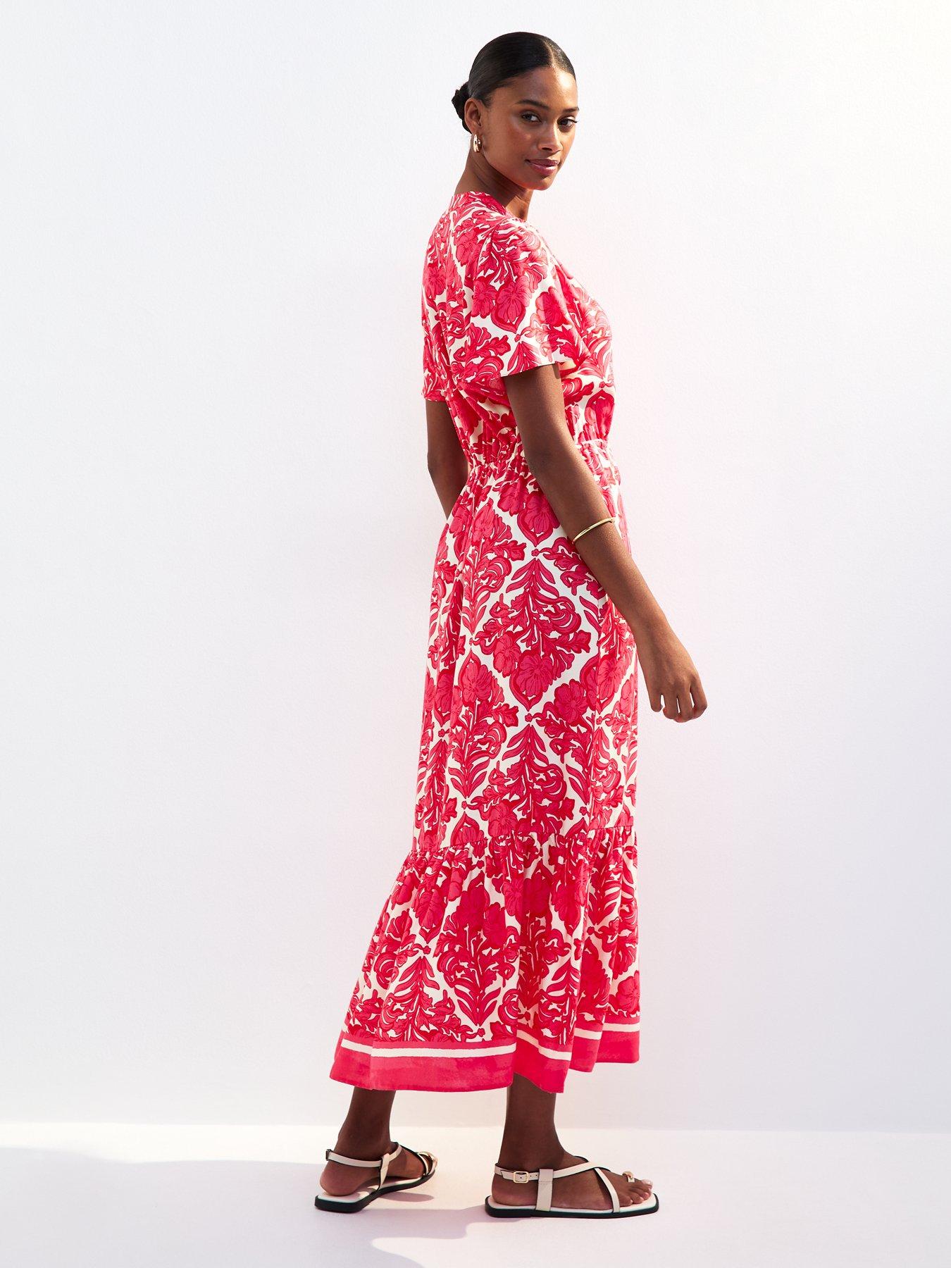 New Look Tile Print Drawstring Midi Shirt Dress - Pink | Littlewoods