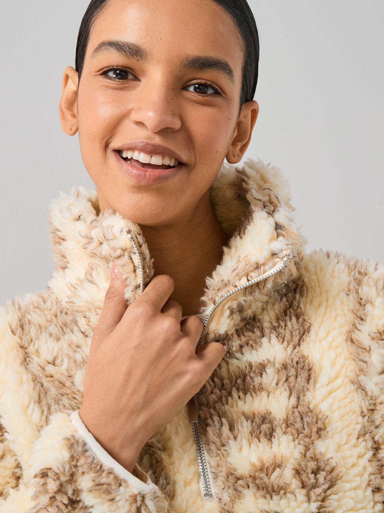 V by Very Half Zip Printed Borg Fleece - Multi | Littlewoods