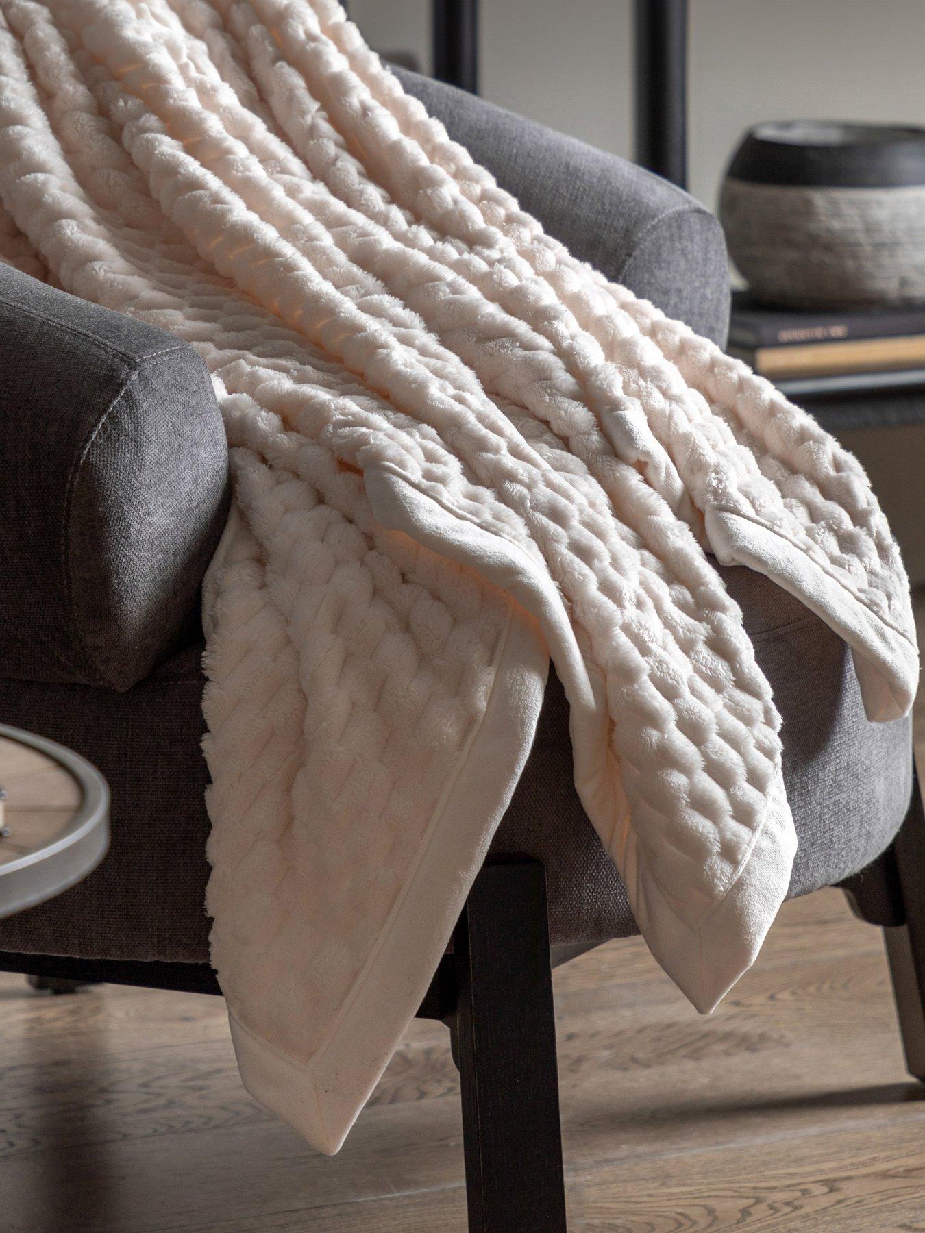 Gallery Direct Jacquard Velvet Knitted Throw Natural | Littlewoods