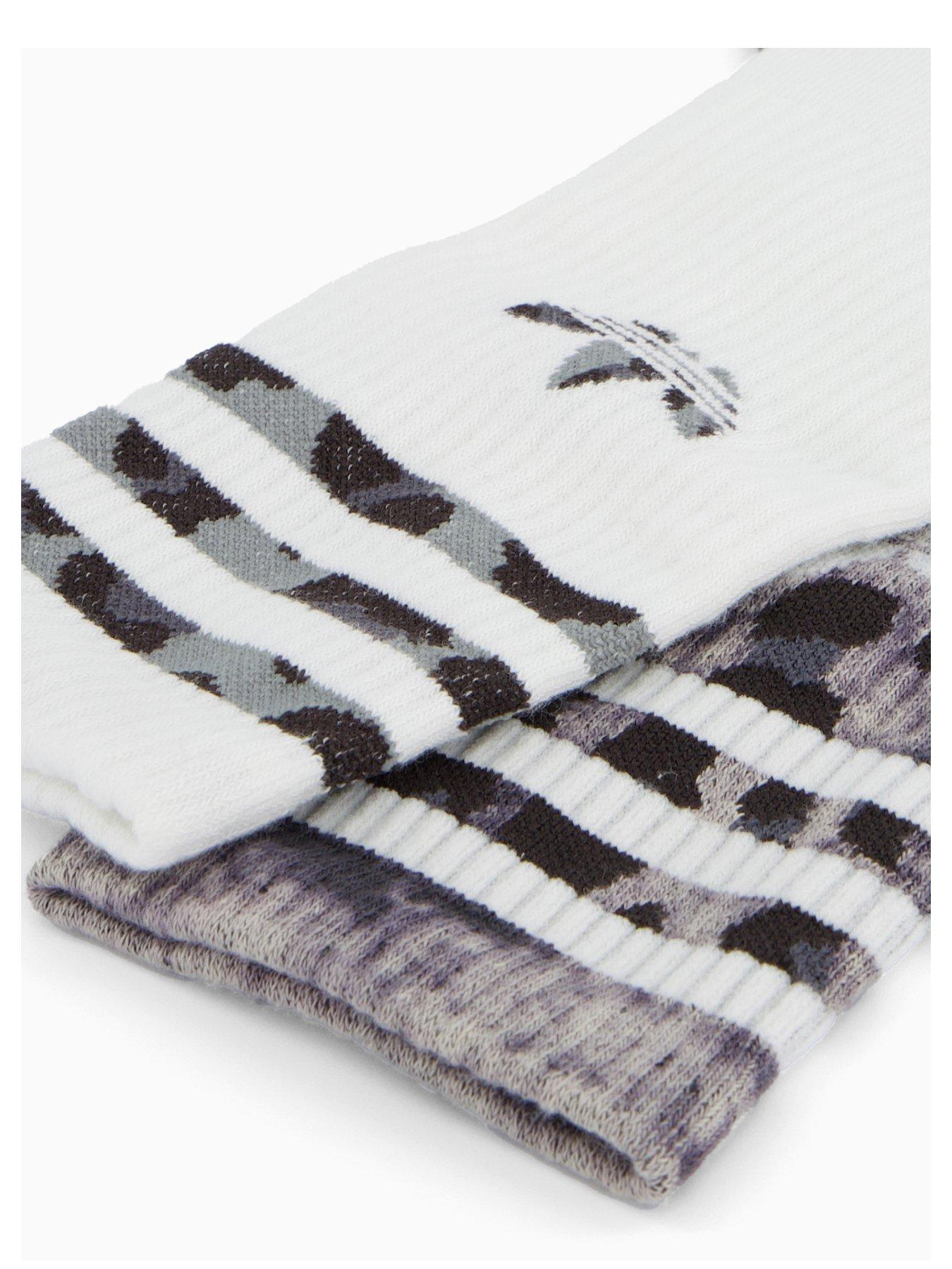 adidas Originals Women's Leopard Crew Socks 2 Pack - Black | Littlewoods