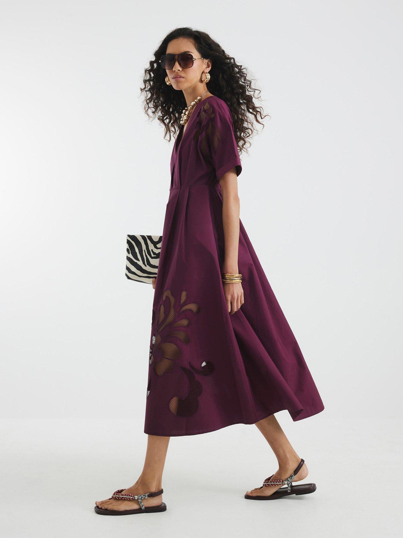 River Island Cutwork Midi Dress - Red | Littlewoods